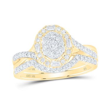14kt Yellow Gold Womens Round Diamond Bridal Wedding Engagement Ring Band Set 3/4 Cttw - Walmart.com