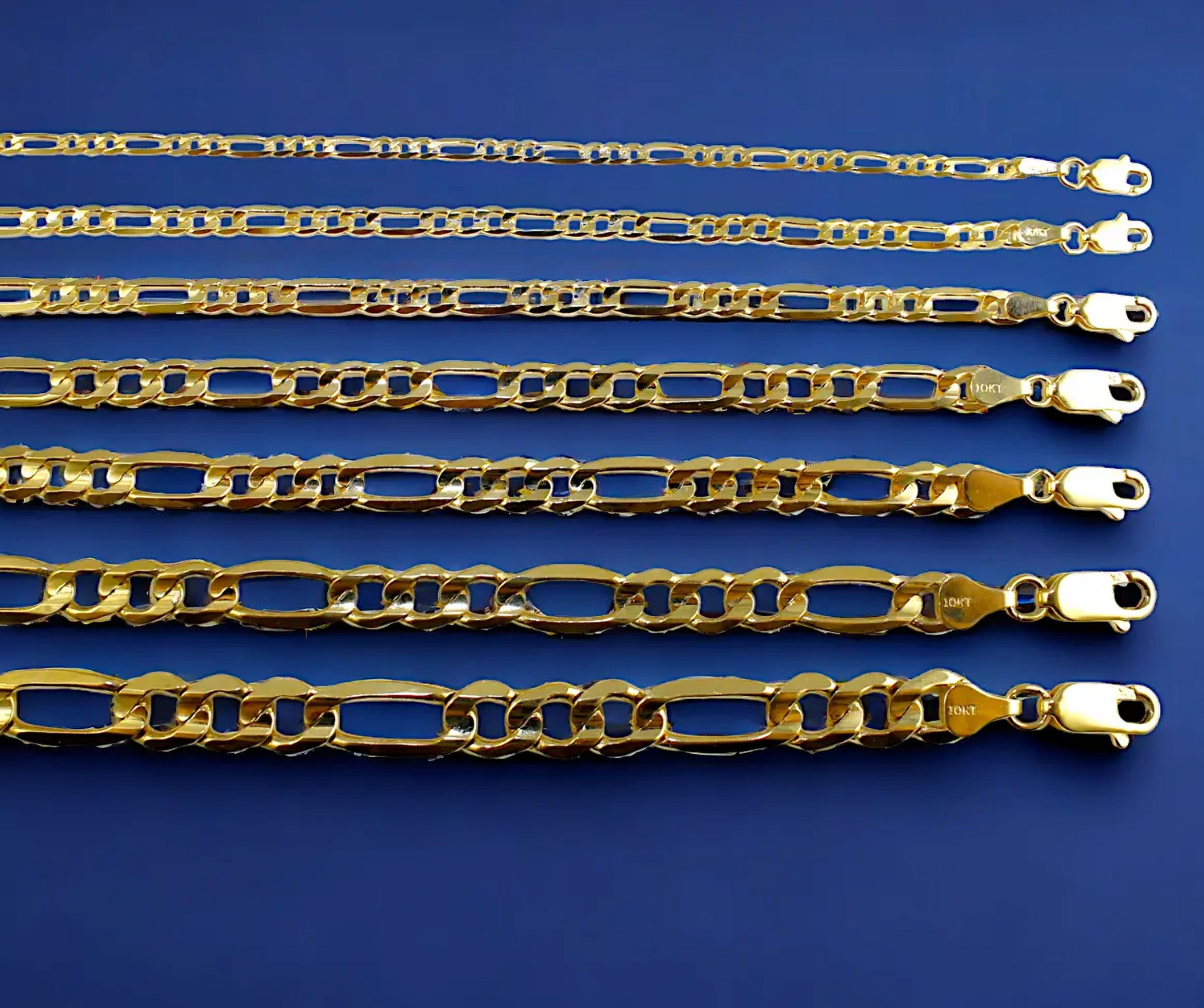 10K Yellow Gold SOLID Figaro Chain Bracelet Real Gold Men Women Jewelry ...