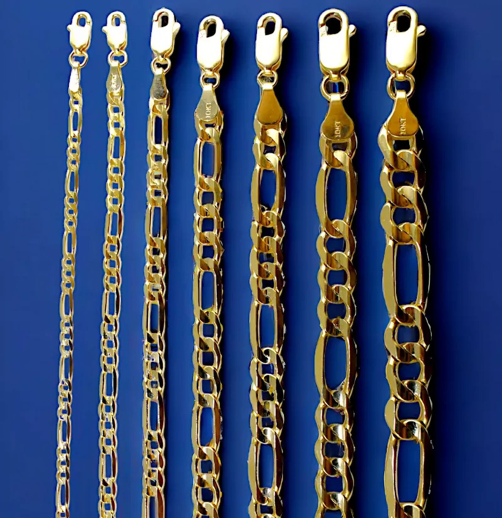 10K Yellow Gold SOLID Figaro Chain Necklace Real Gold Men Women Jewelry ...