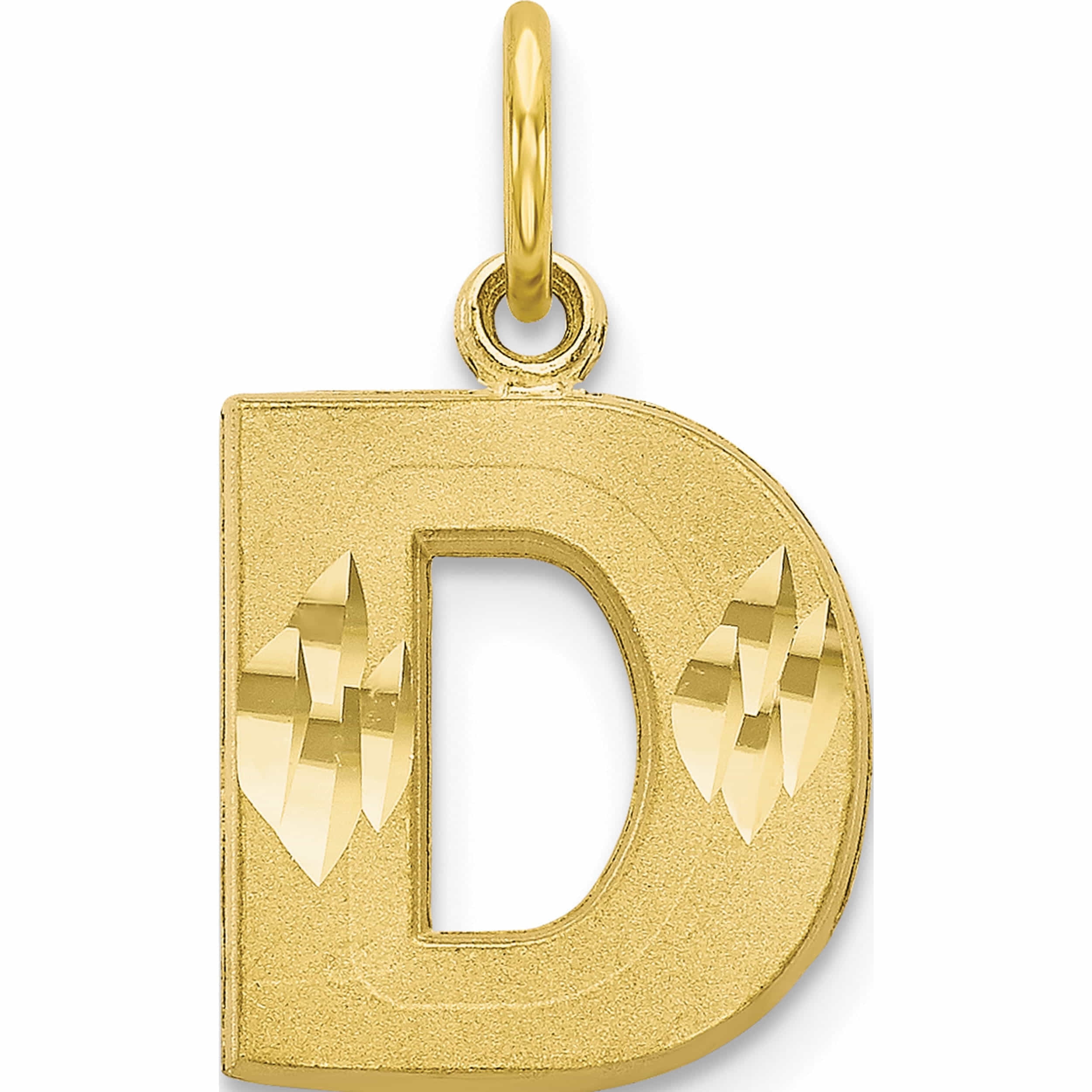 10K Yellow Gold Satin Diamond-Cut Initial D Charm (20 X 11) Made In ...