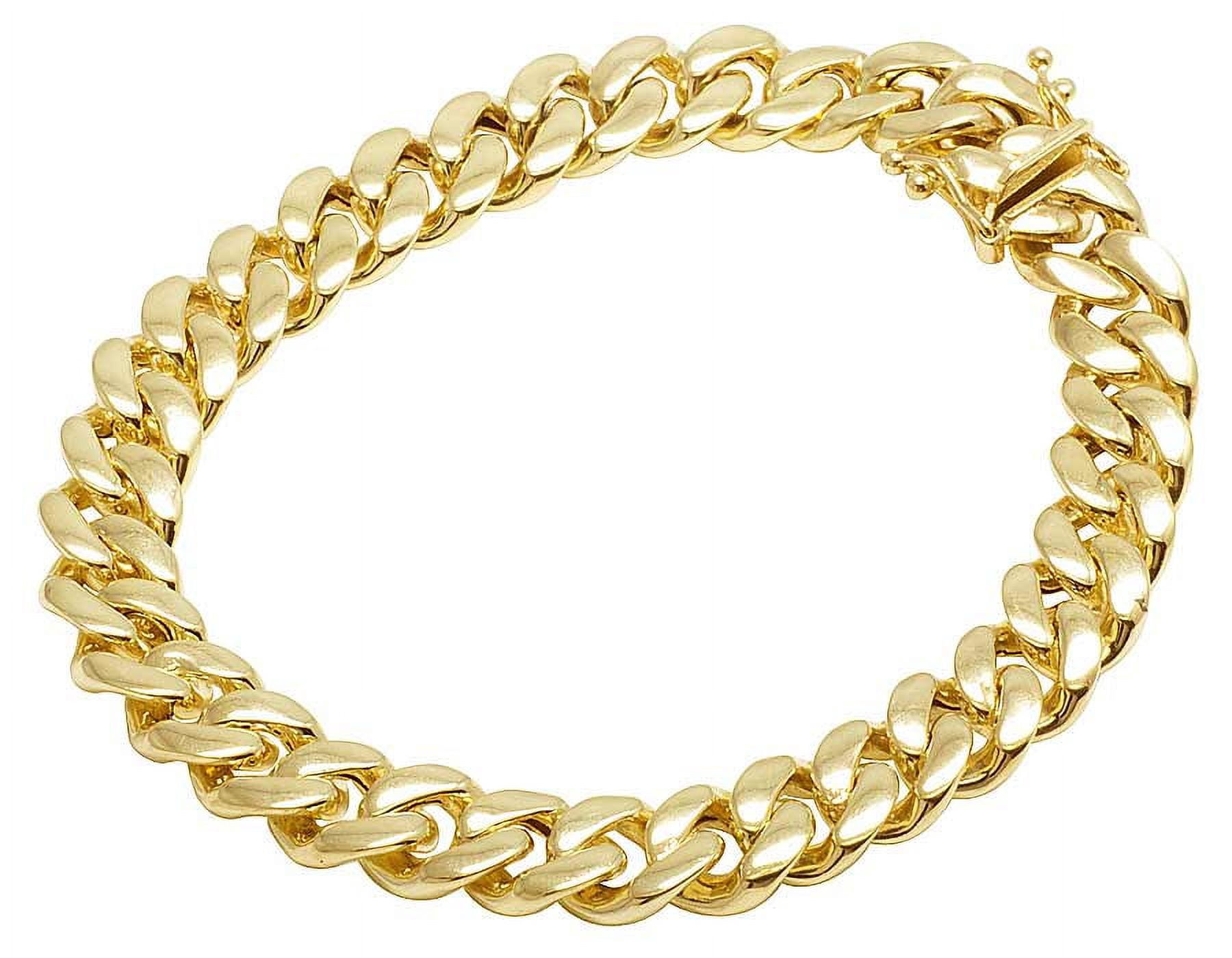 10K Yellow Gold Semi Hollow Miami Cuban Box Clasp Bracelet 10MM 8-9 ...