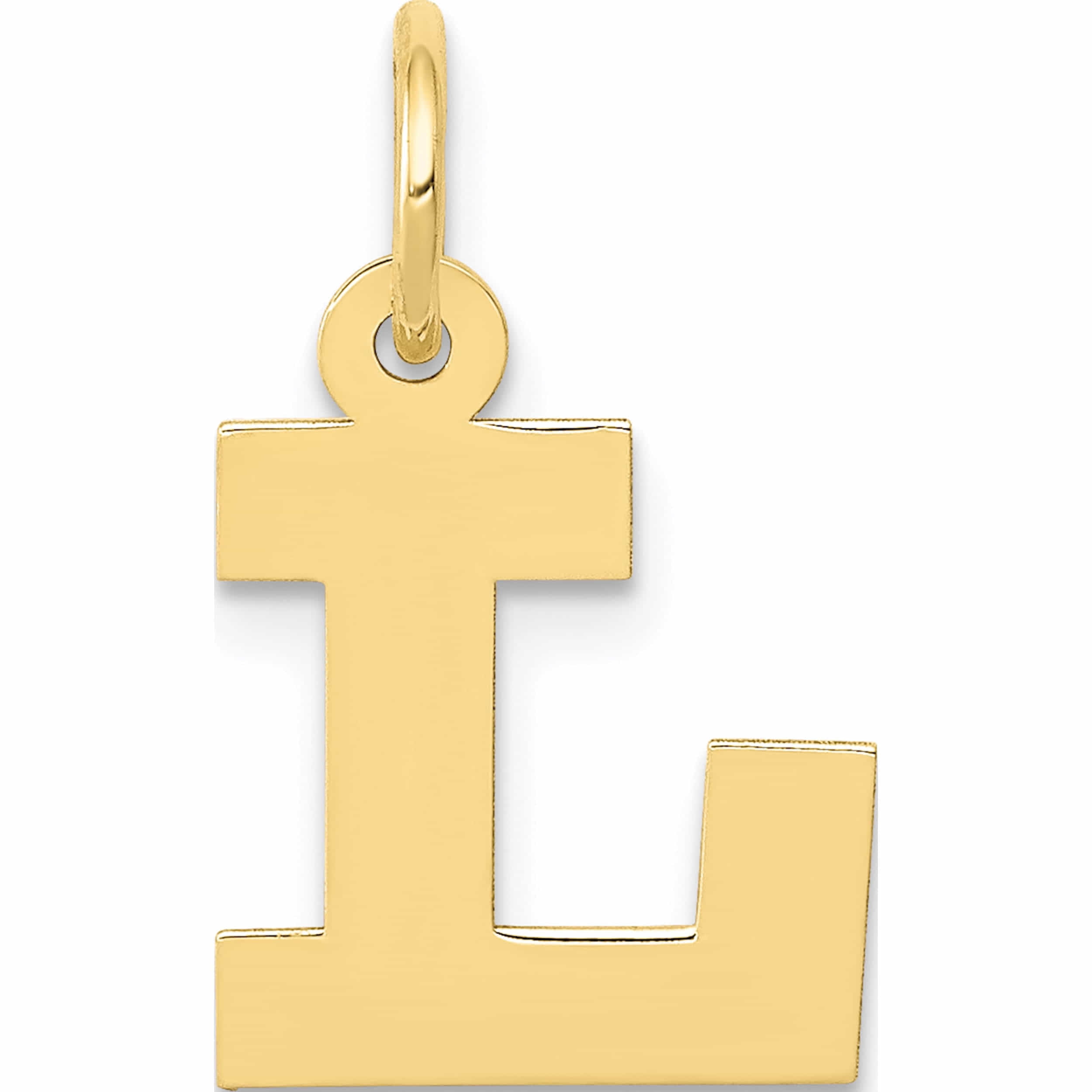 10K Yellow Gold Small Block Initial L Charm (18 X 12) Made In United ...