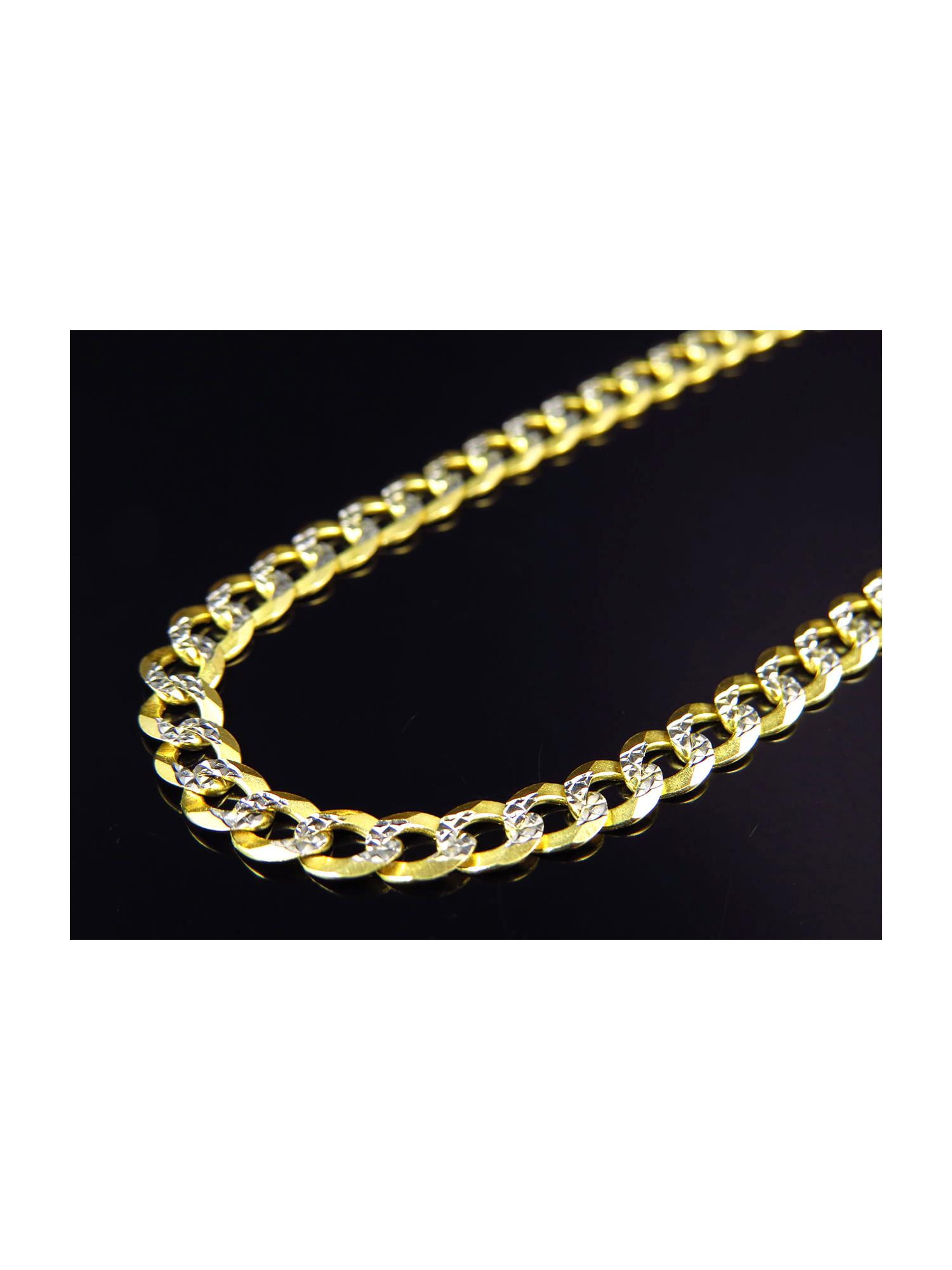 10K Yellow Gold Solid Diamond Cut Cuban Link Chain 18-30" (4.5MM ...