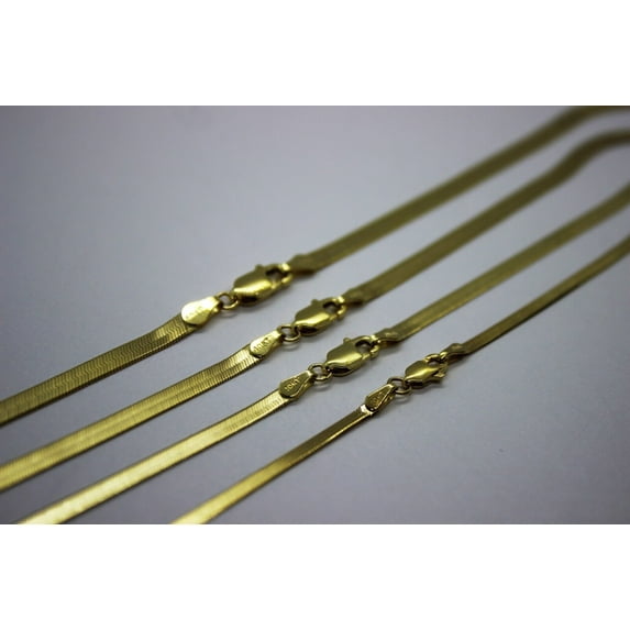 10K Yellow Gold Solid High Polish Herringbone Chain Necklace - Walmart.com
