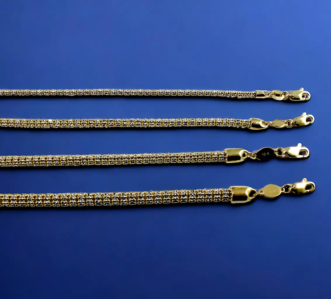 10K Yellow Gold Solid Ice Link Chain Necklace Men Women Jewelry 29.00g ...