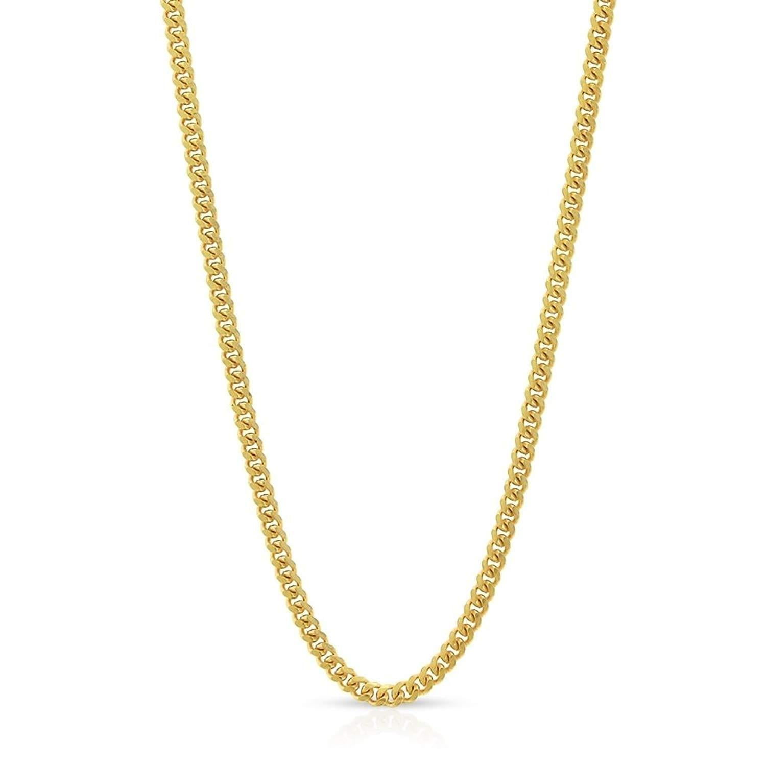10K Yellow Gold Solid Miami Cuban Necklace Chain 1MM-5MM, 10K Gold ...