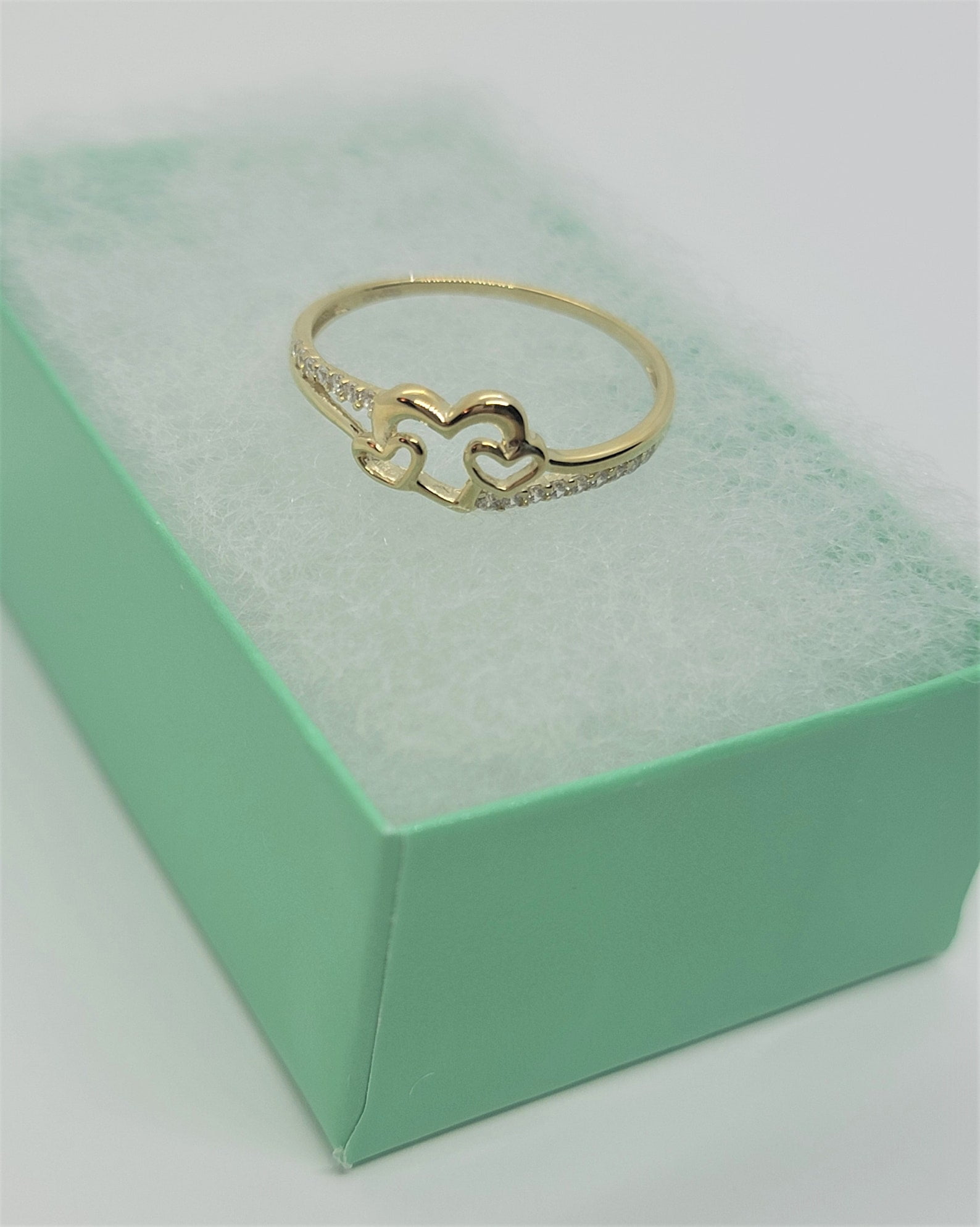 10K Yellow Gold Three Hearts Ring with CZ - Walmart.com