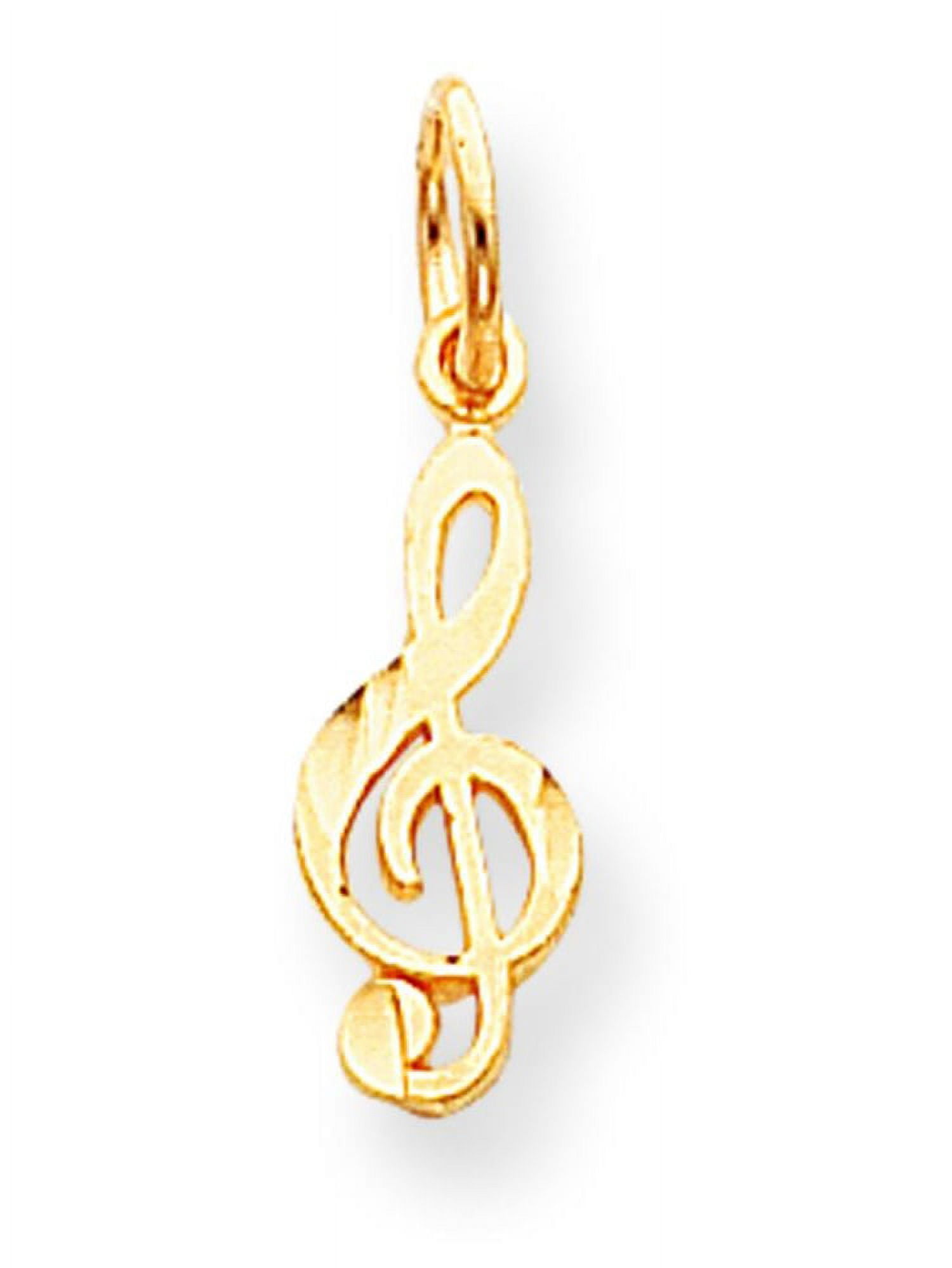 10K Yellow Gold Treble Clef Music Note Charm Musical Jewelry - Walmart.com