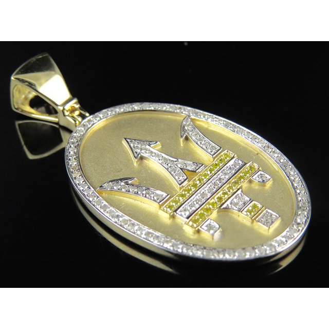 10K Yellow Gold Trident Maserati Logo 2" Canary And White Diamond ...