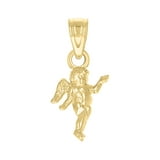 10K Yellow Gold Unisex 0.70" Diamond Cut Cupid Charm Standing Angel ...