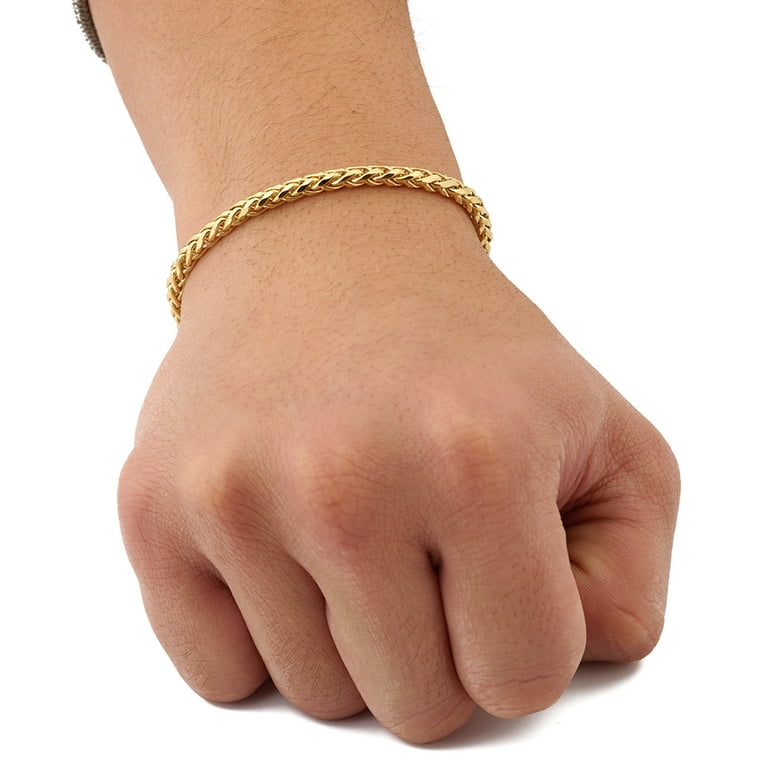 10K Yellow Gold Wheat Palm Chain Bracelet 4mm 8.5