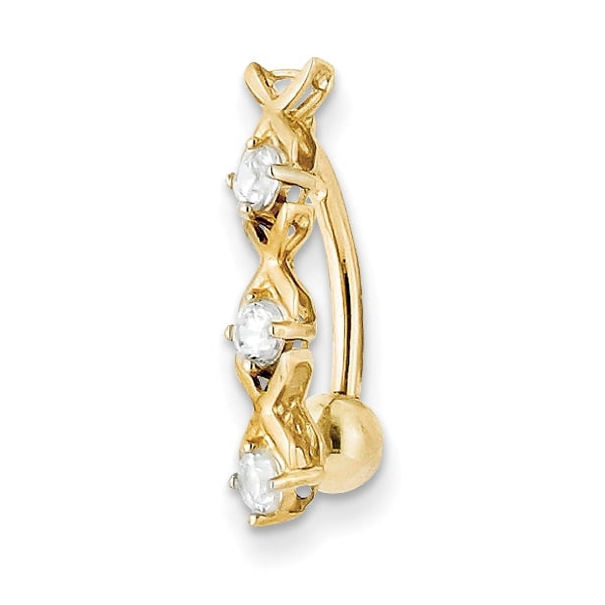 10K Yellow Gold with Cubic Zirconia Xoxo Belly Dangle Naval Jewelry ...