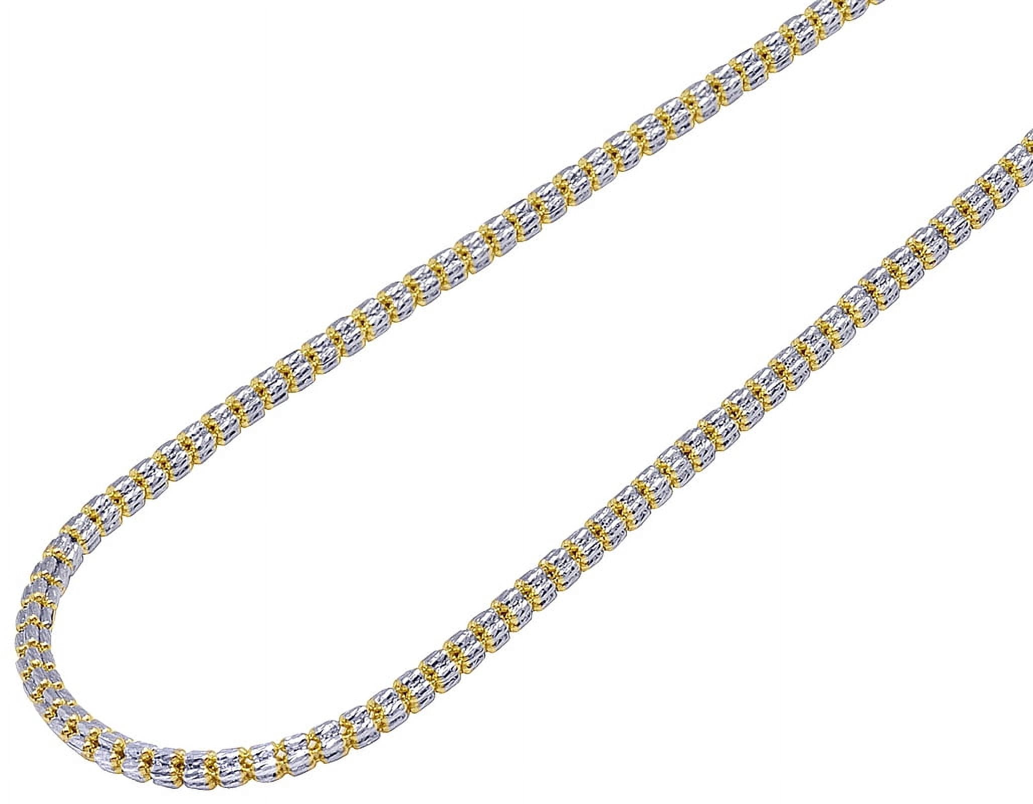 10K Yellow White Gold Diamond Cut Ice Chain 3MM 16-30 Inches - Walmart.com