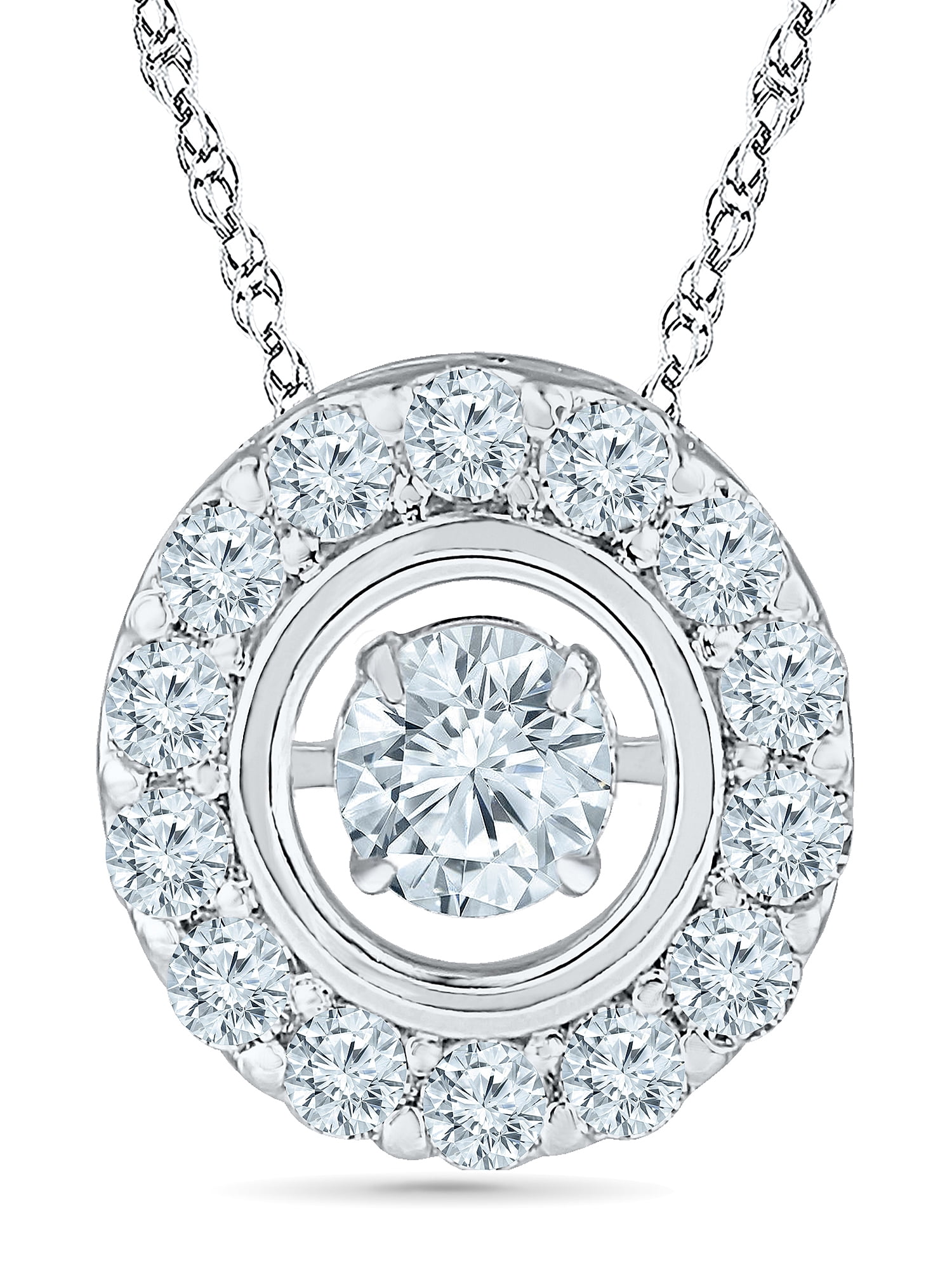 10KT White Gold Round Diamond in Motion Fashion Pendant (1cttw ...