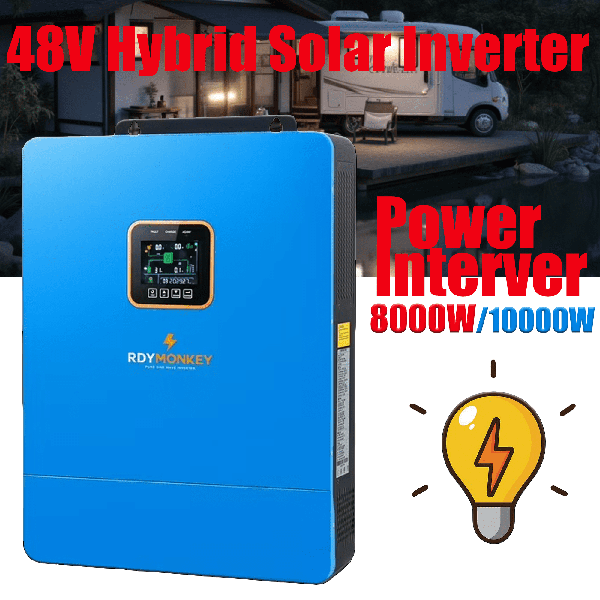 8KW 48V Hybrid Solar Inverter, Off-Grid 120V/240V Split/Single Phase ...