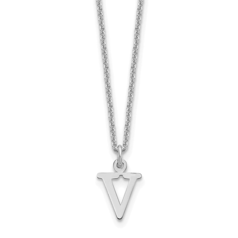 Finest Gold 10KW Cutout Letter V Initial Necklace - Walmart.com