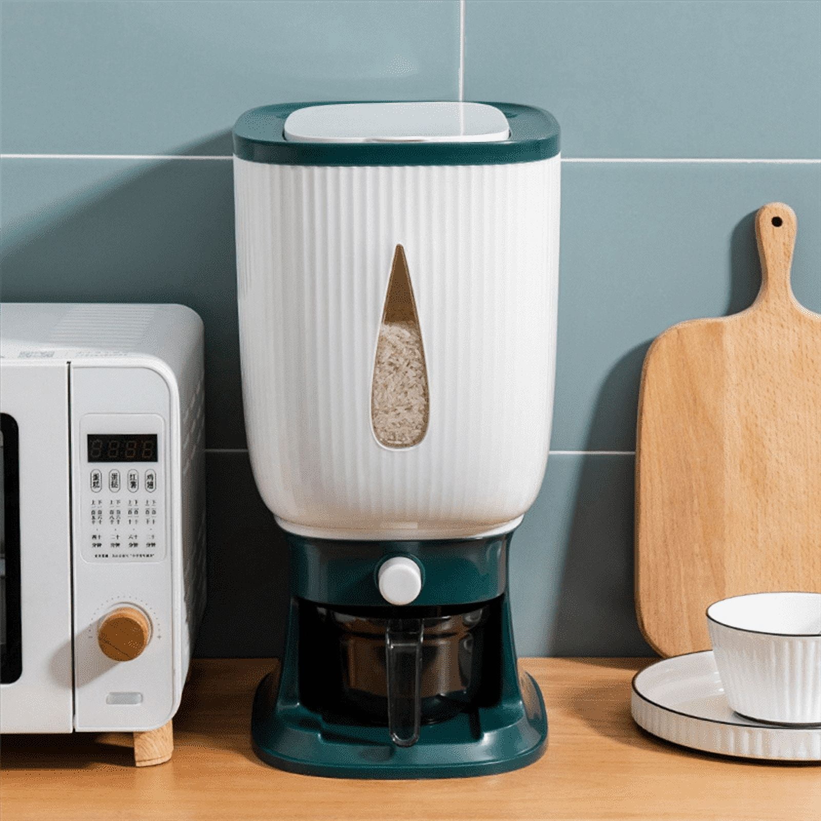 10Kg Automatic Rice Dispenser with Rinsing Cup Smart Storage Bucket ...