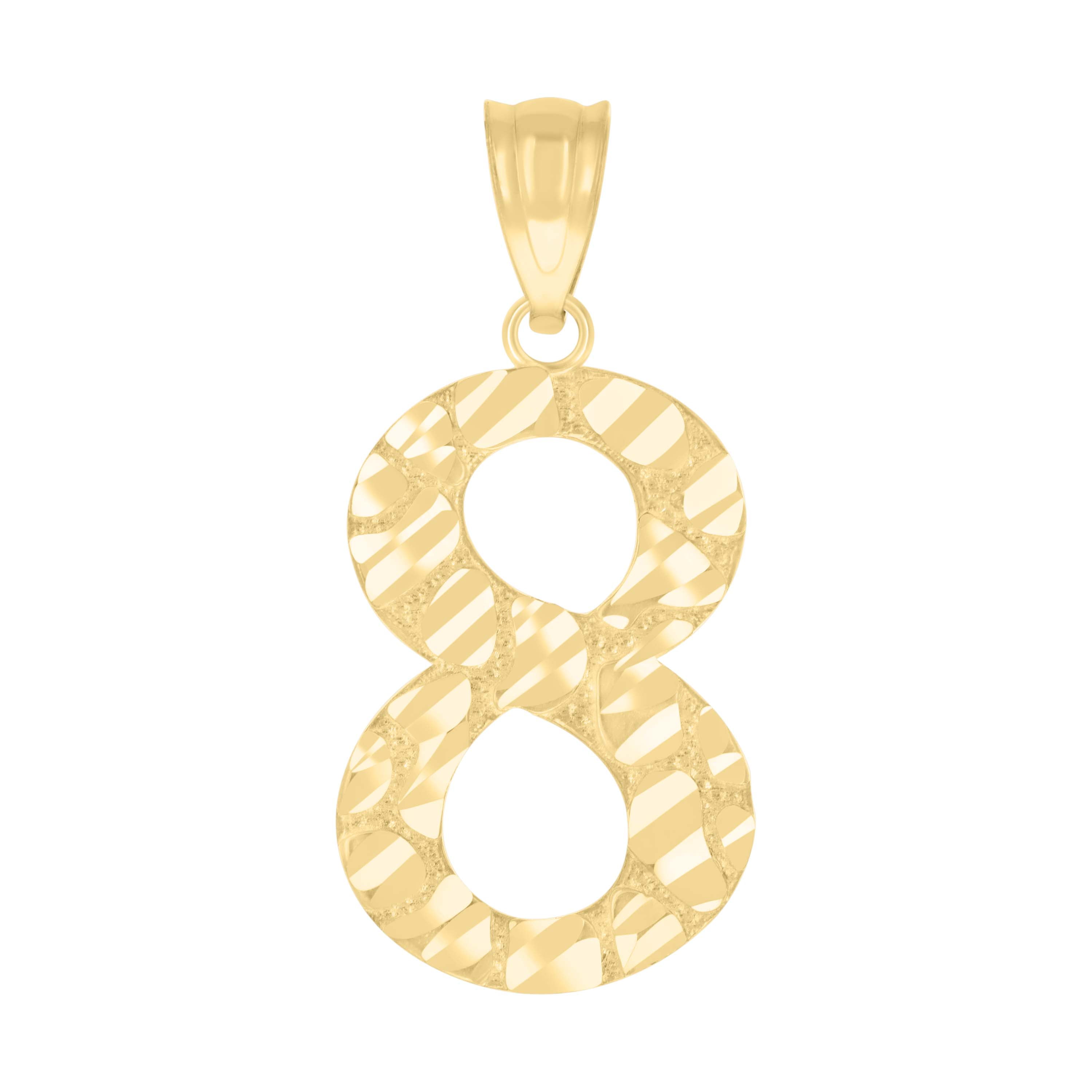 10Kt Yellow Gold Unisex Number 8 Nugget Charm Pendant - Walmart.com