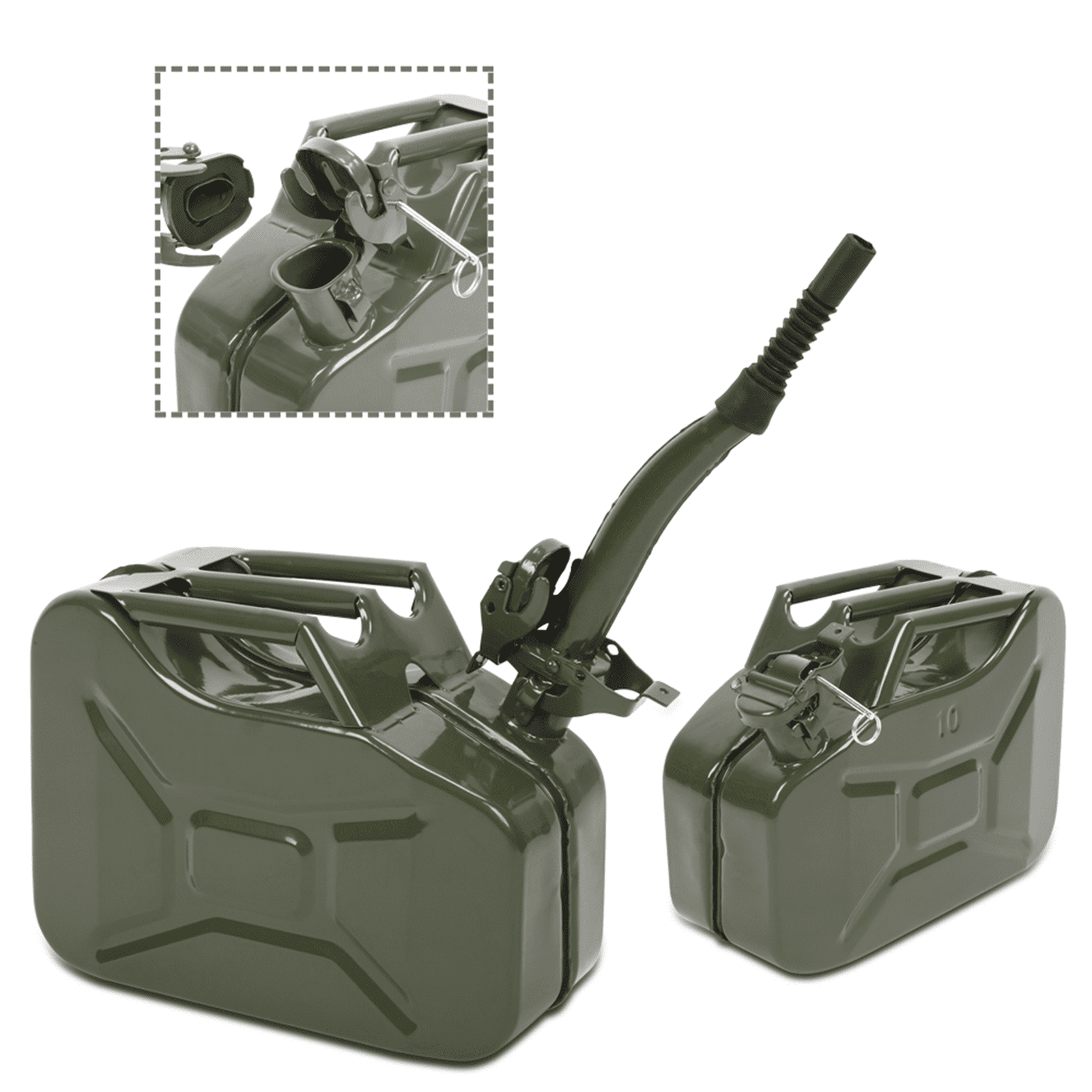 10L (2.64 Gal) Army Green Military Fuel Can - DOT Approved 0.8mm Steel ...