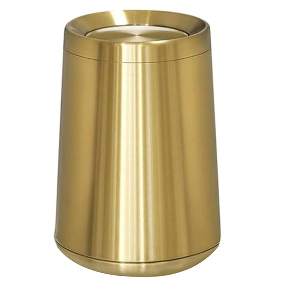 10L/3 Gallon Gold Stainless Steel Trash Can - Brushed Metal Flip Lid ...