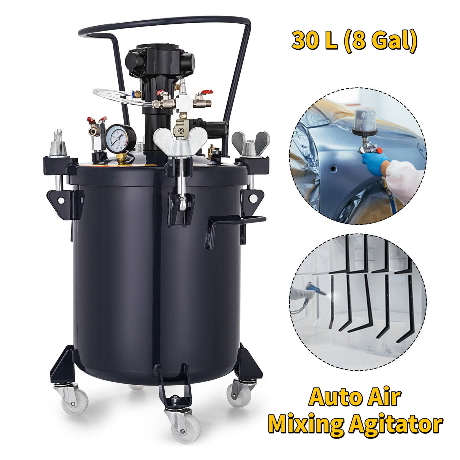 10L 30L Pressure Paint Pot Tank Spray Gun Sprayer Pressure Regulator ...