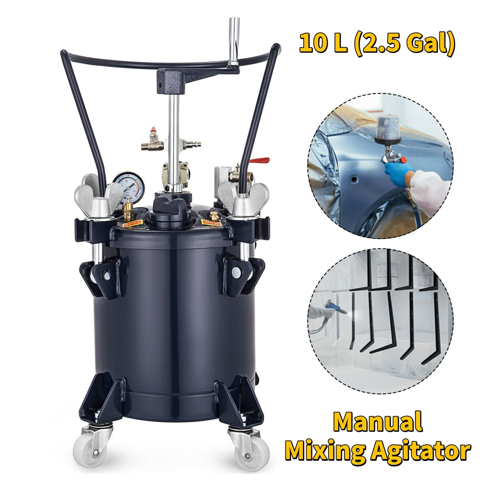10L 30L Pressure Paint Pot Tank Spray Gun Sprayer Pressure Regulator ...