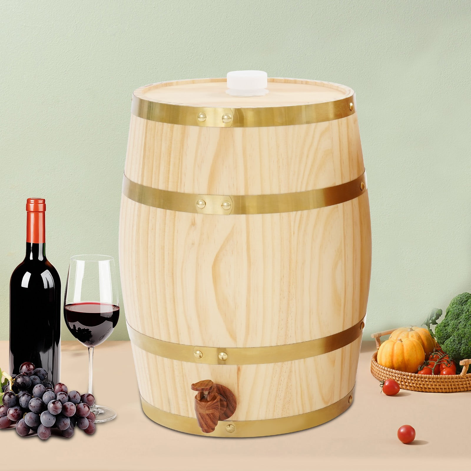 10L Barrel Cask Wooden Storage Wine Brandy Whiskey Beer Dispenser ...