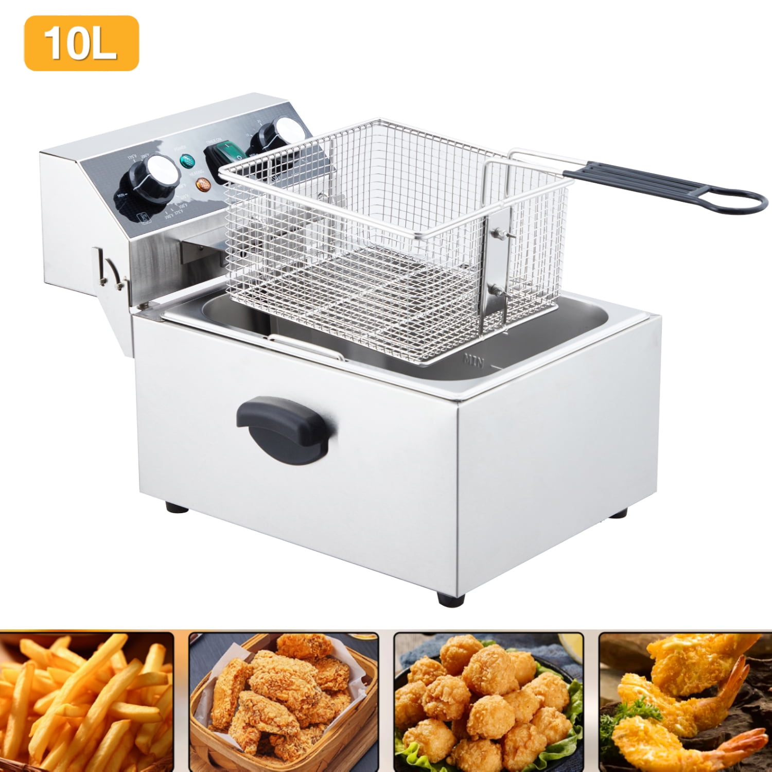 10L Deep Fryer with Basket,1800W Commercial Electric Deep Fryer with ...