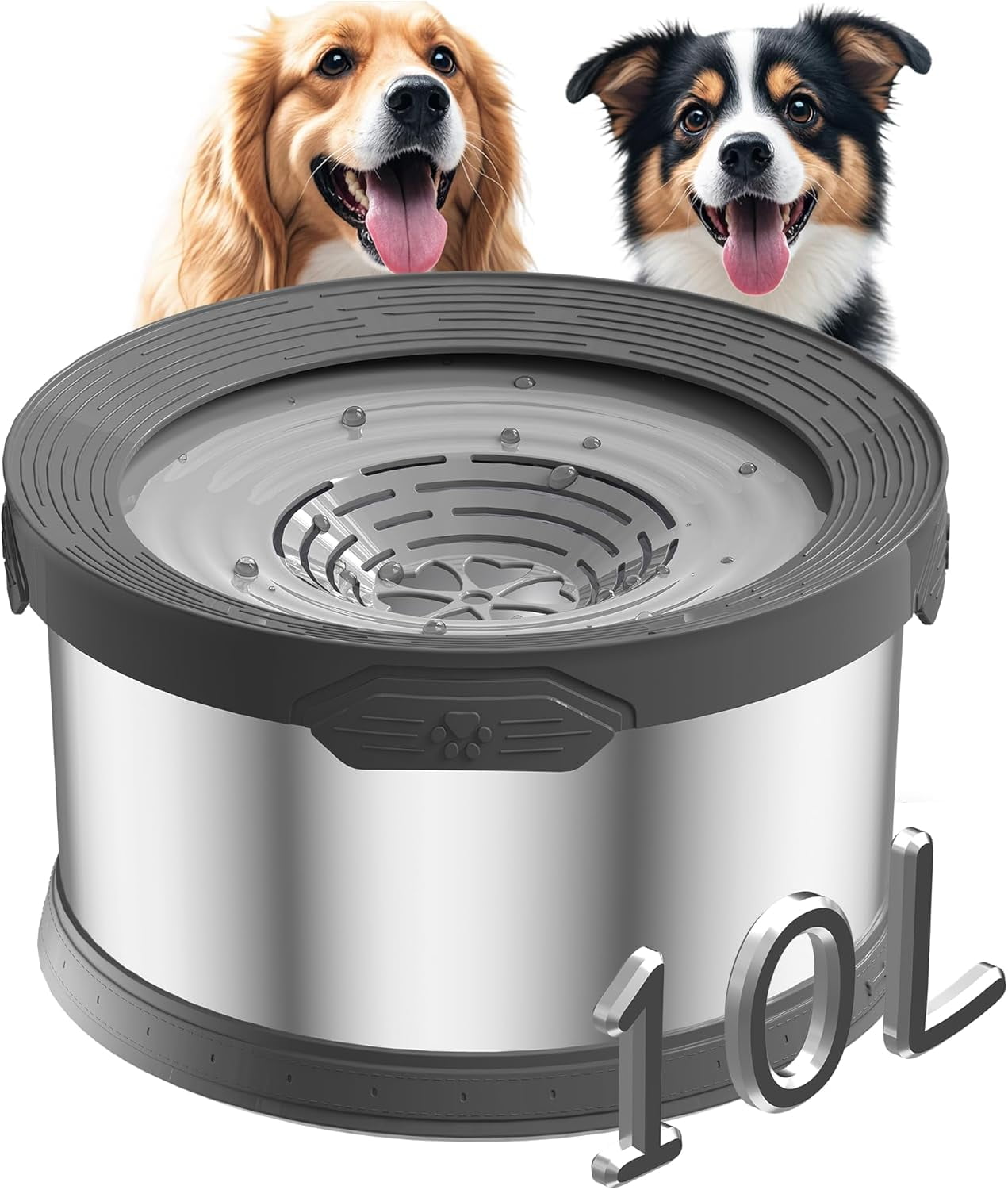 10L Dog Water Bowl No Spill 2.6 Gallon Super Large Capacity Stainless ...