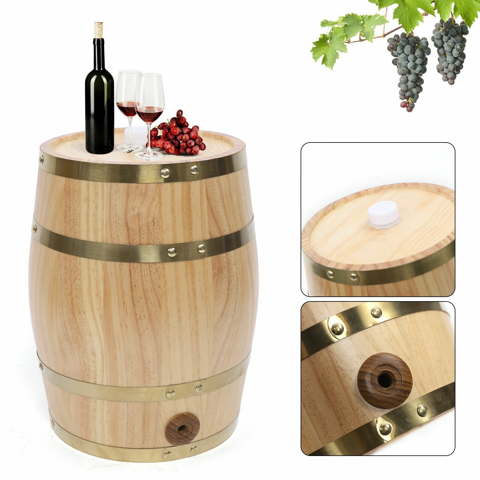 10L Oak Barrel Cask Wooden Storage Wine Brandy Whiskey Beer Dispenser ...