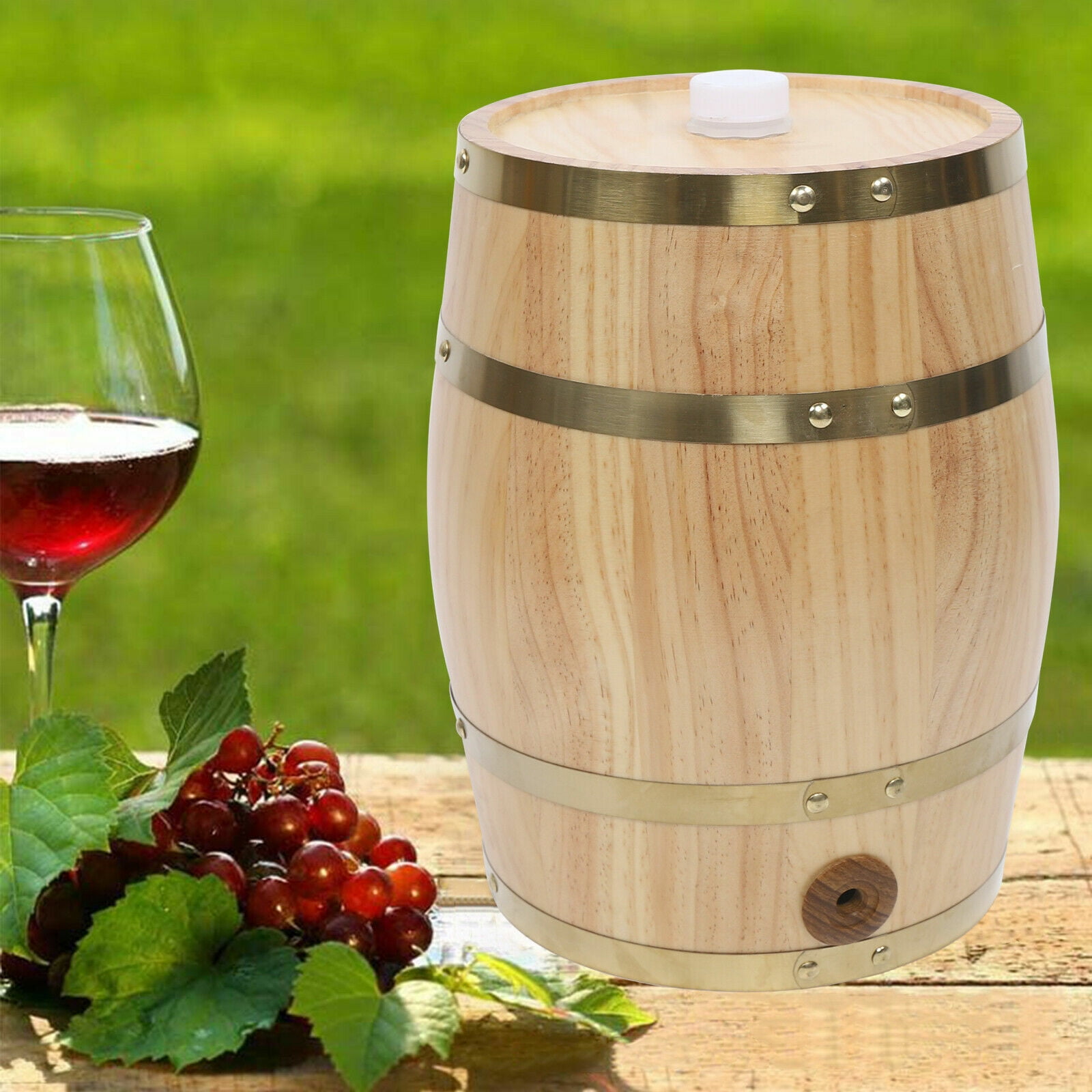10L Pine Barrel Cask Wooden Storage Wine Brandy Whiskey Beer Dispenser ...