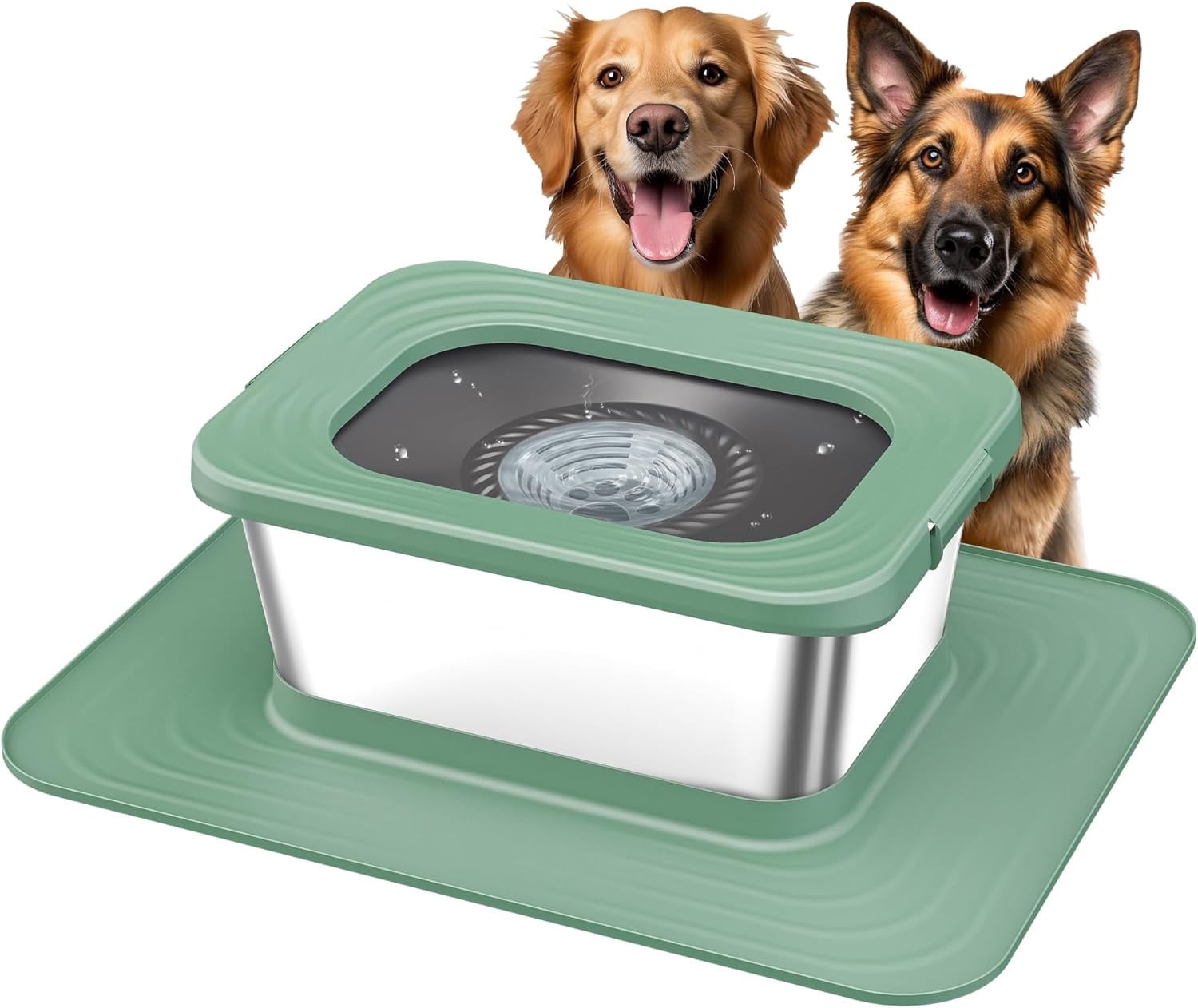 10L Stainless Steel Dog Water Bowl, No Spill Anti-Splash Dog Bowls with ...