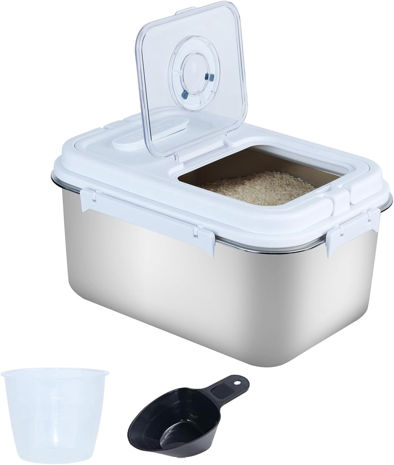 10L Stainless Steel Flour Storage Containers with Lid Rice Grain ...