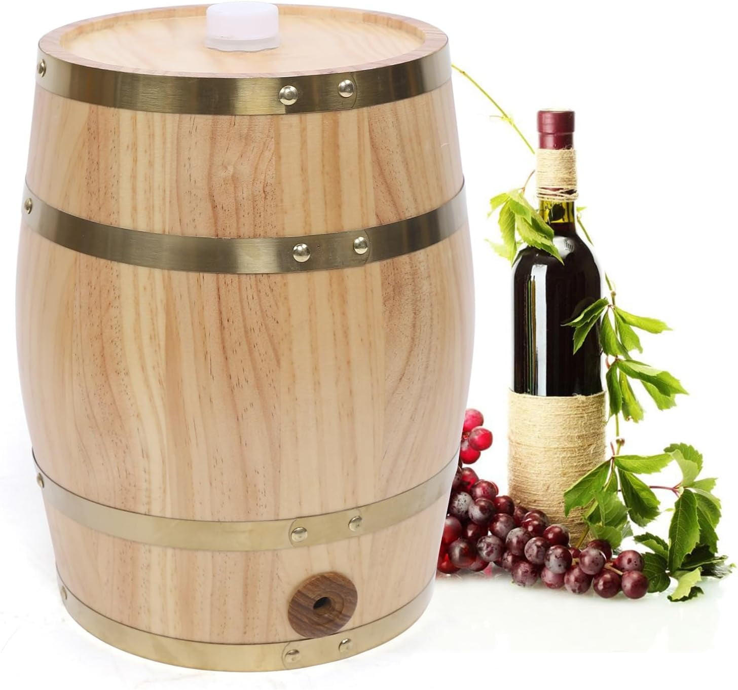 10L Wooden Wine Barrel with Faucet Oak Aging Barrel Rum Liquor Brandy ...