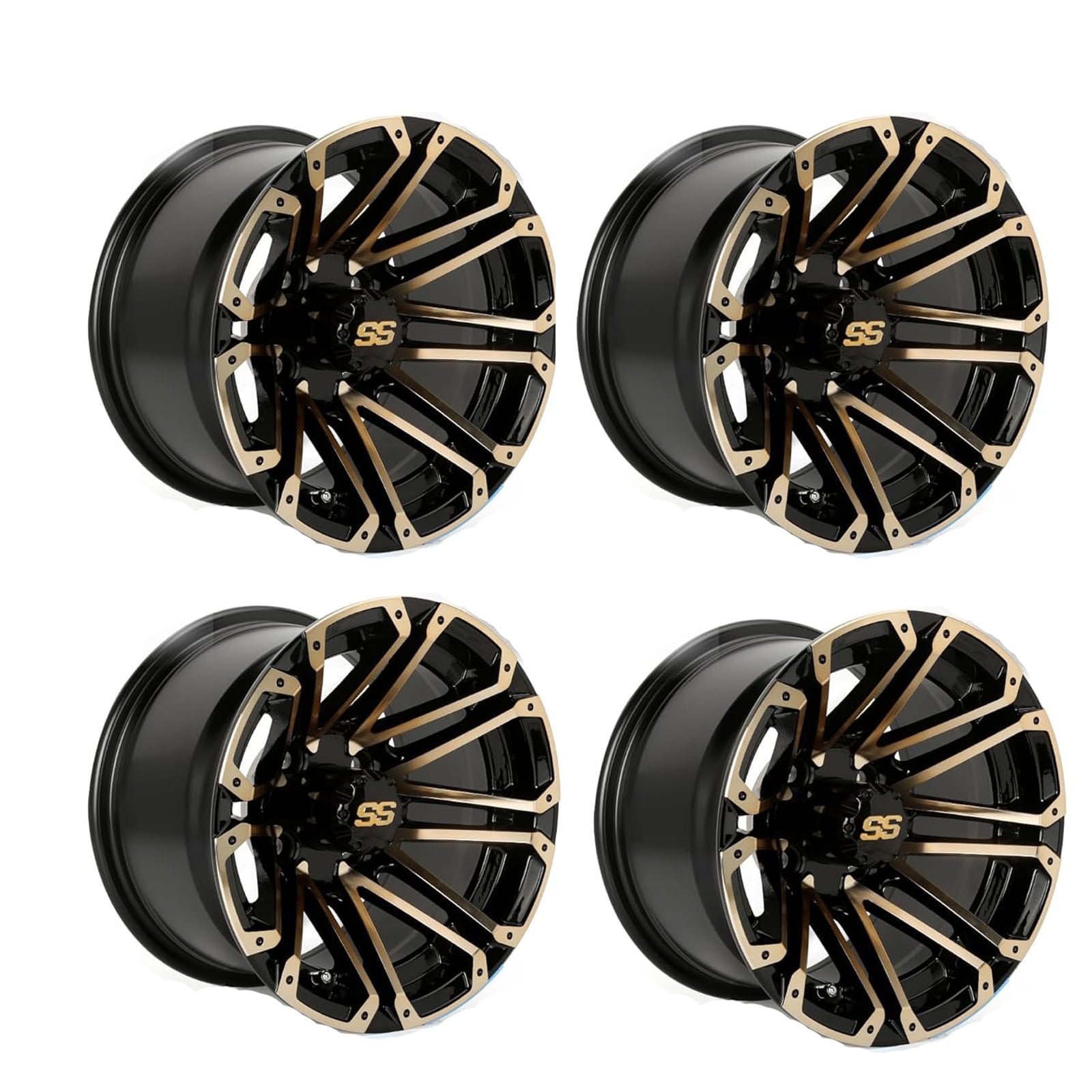 10L0L 12 Inch Golf Cart Wheels & SS Wheel Wheel Center Caps for Yamaha ...