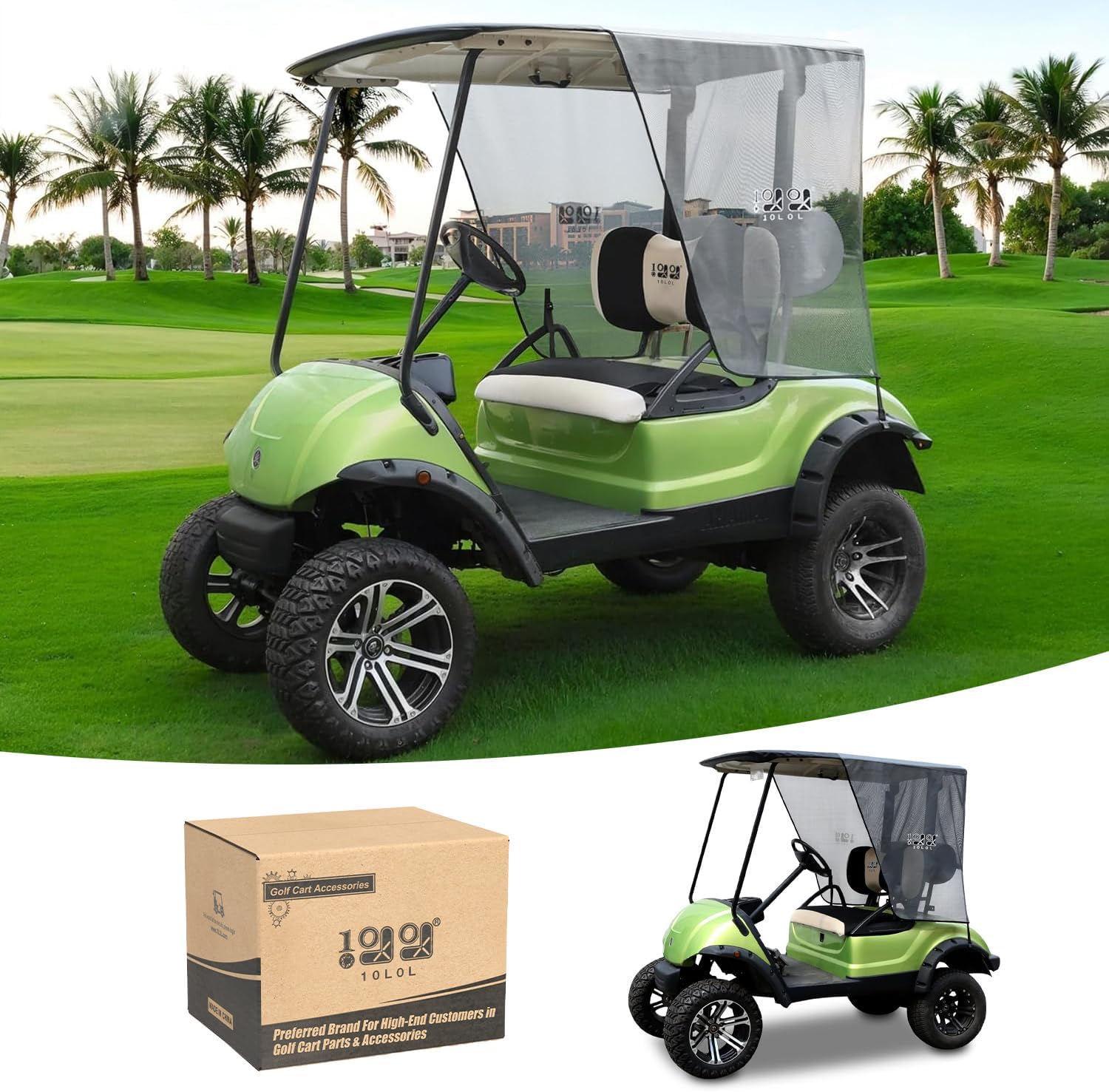 10L0L 2 Passenger Golf Cart Sun Shade Cover for Yamaha G14 G16 G22 G29 ...