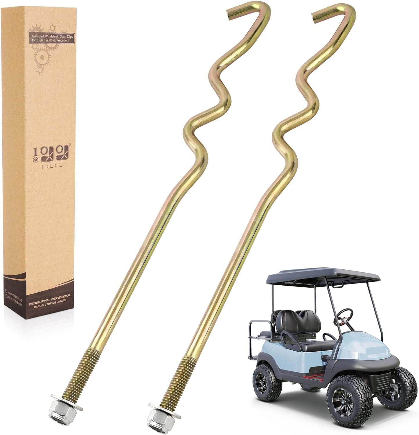 10L0L Golf Cart Battery Hold Down Rods Kit for Club Car Precedent 2008. ...
