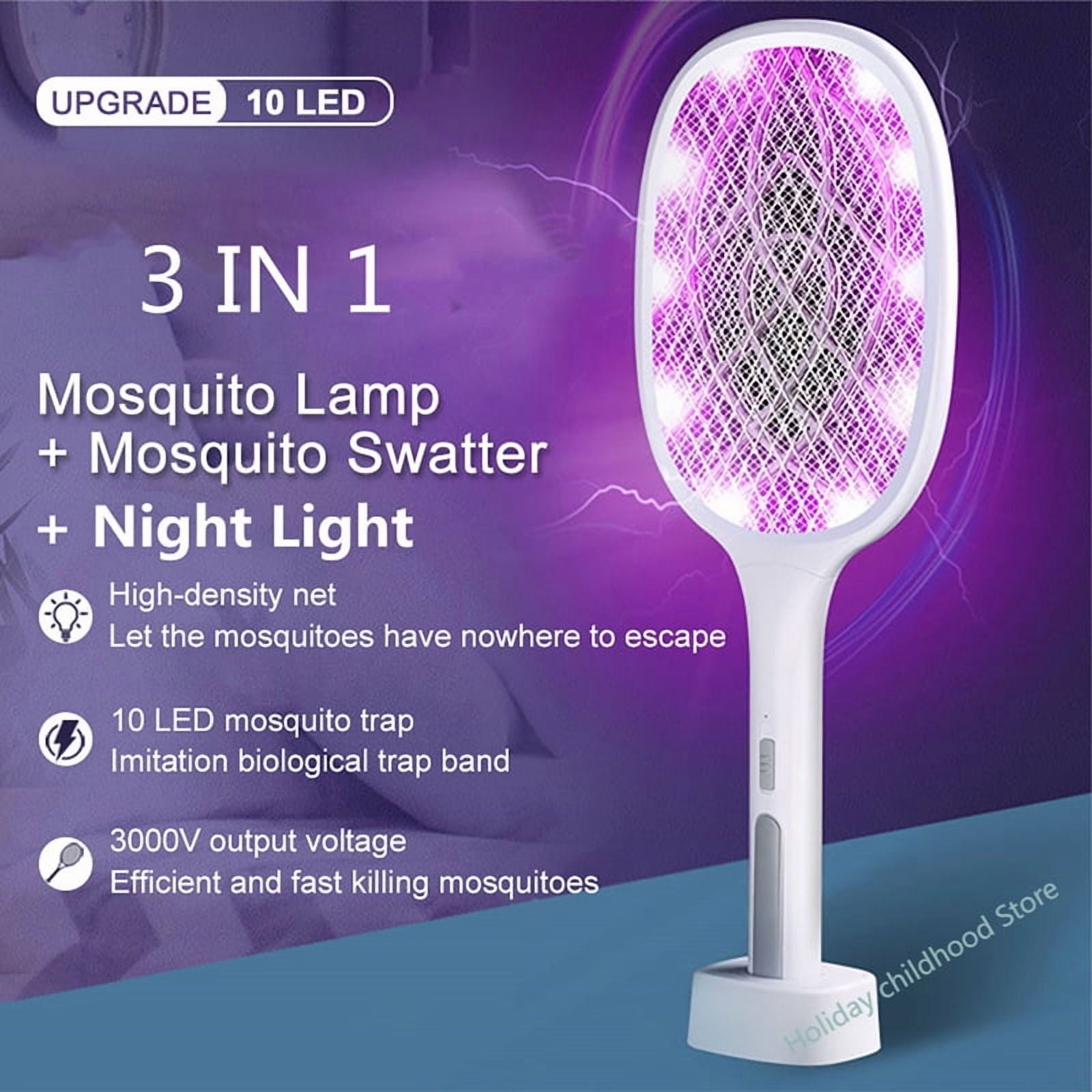 10LED Trap Mosquito Killer Lamp Electric Flies Swatter USB Rechargeable ...