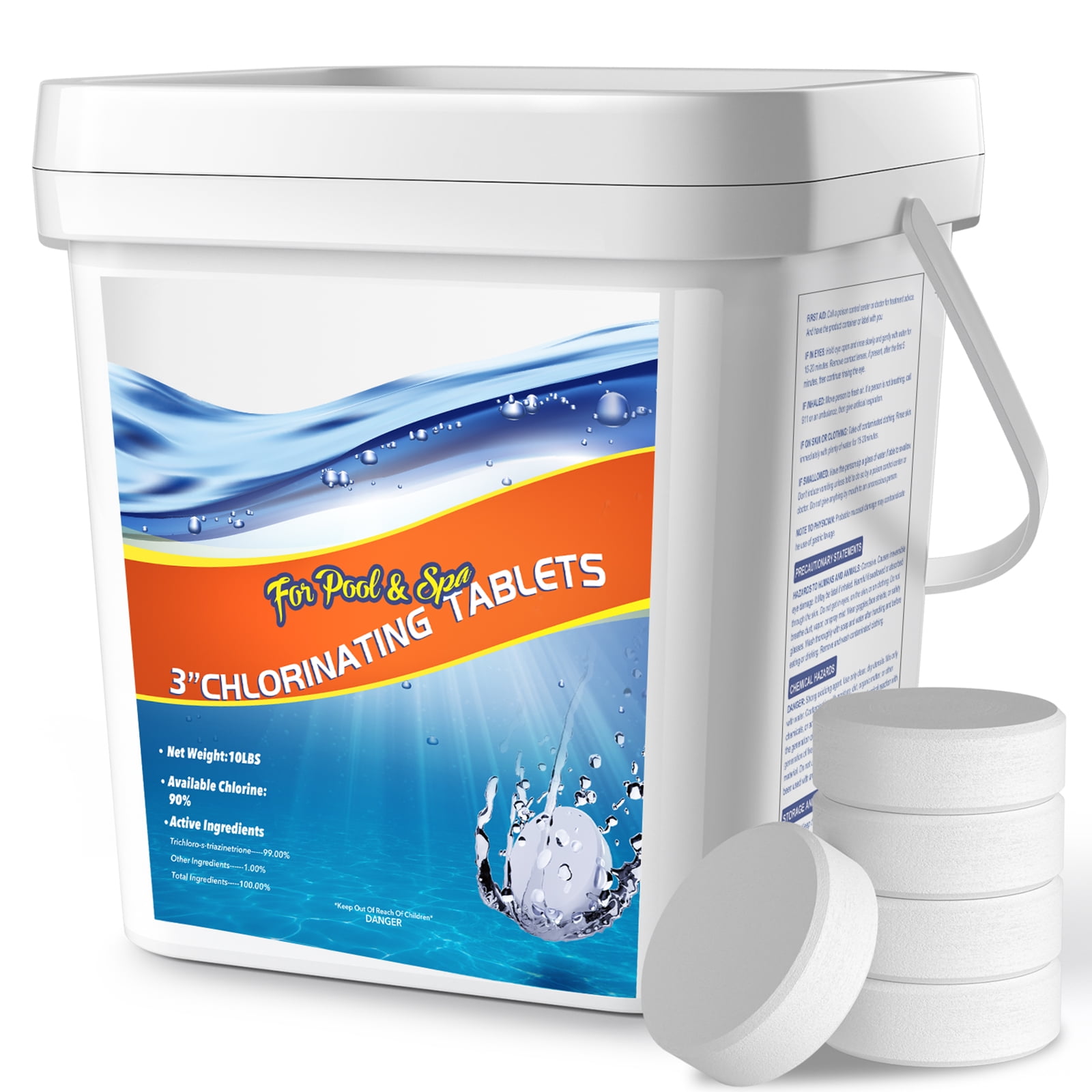 10Lbs Chlorine Tablets 3 inch, Long Lasting/Sun Protected 90% ...