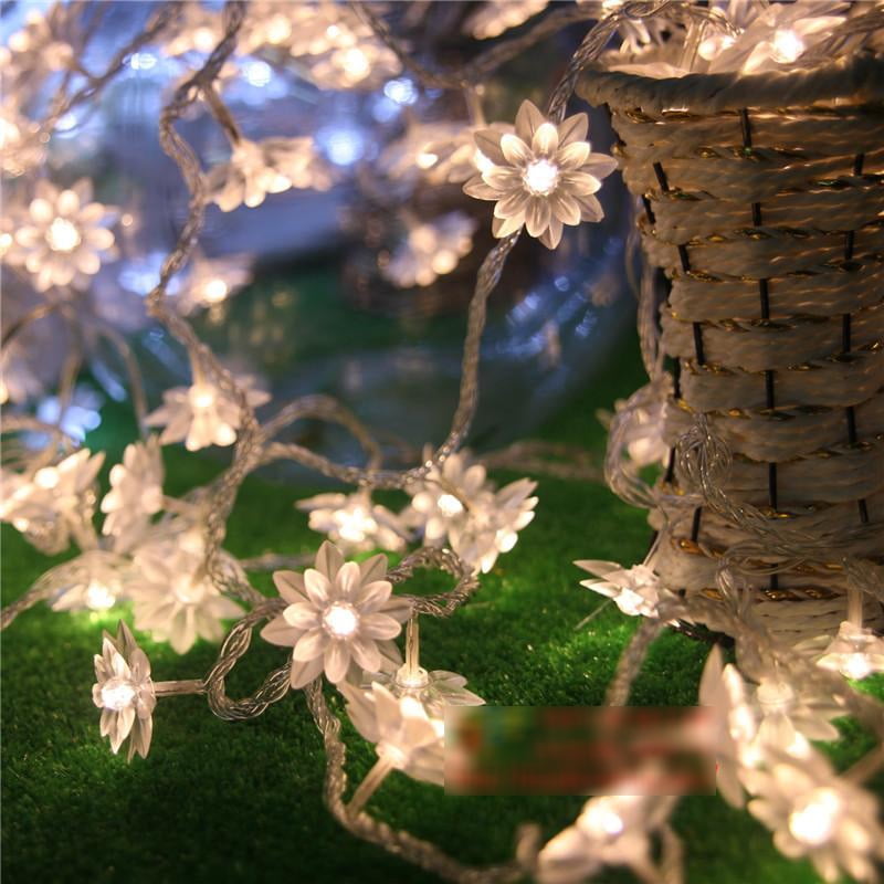 10M 100 LED Lotus Flowers String Fairy lights Christmas Garland ...