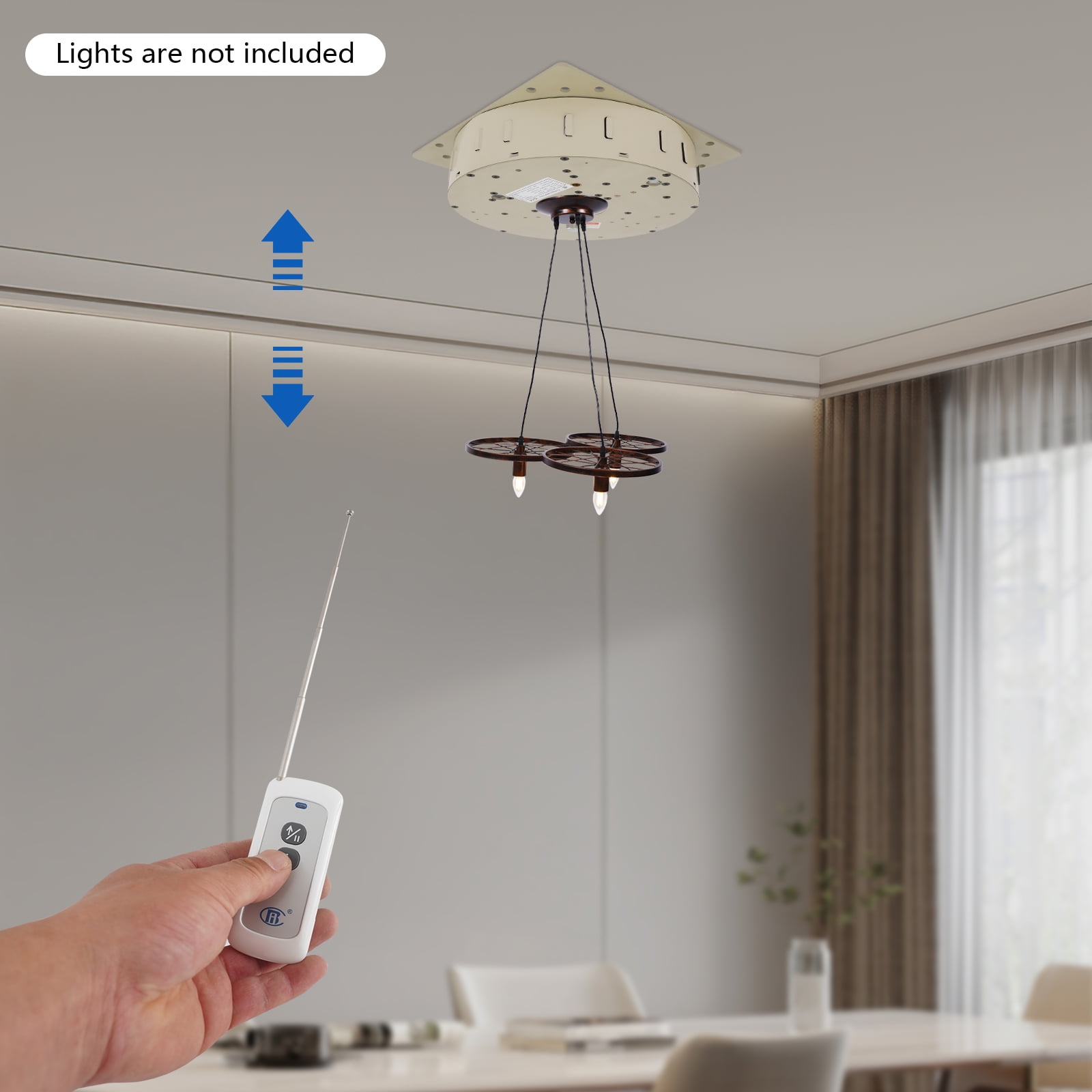10M 110V Chandelier Hoist Lifter Mechanism Remote Control+Wall Switch ...