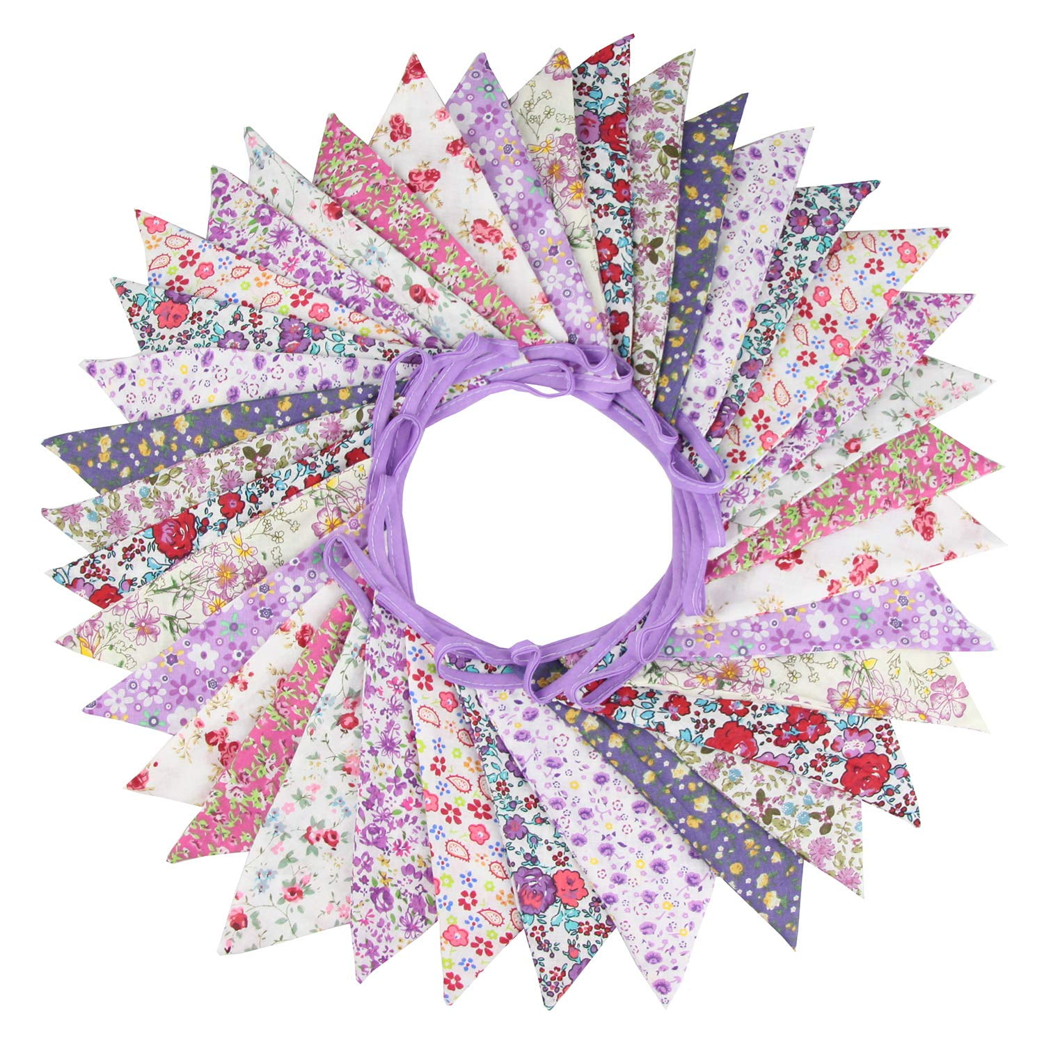 10M/32Ft Triangle Bunting Banner, 36 Pcs Cotton Fabric Flags Pennant ...