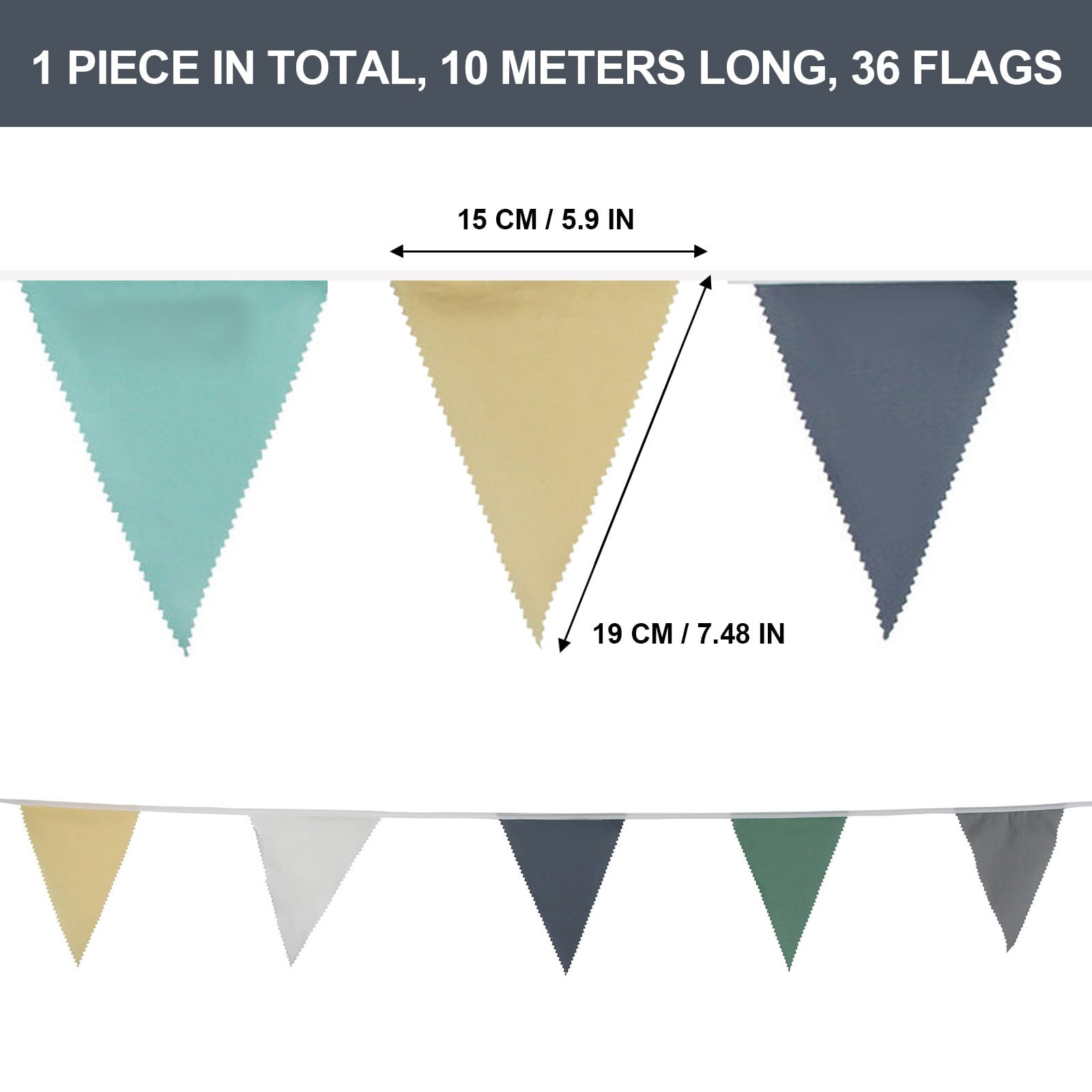 10M/33Ft Bunting Banner Gradient Color System Single Layer Cotton ...