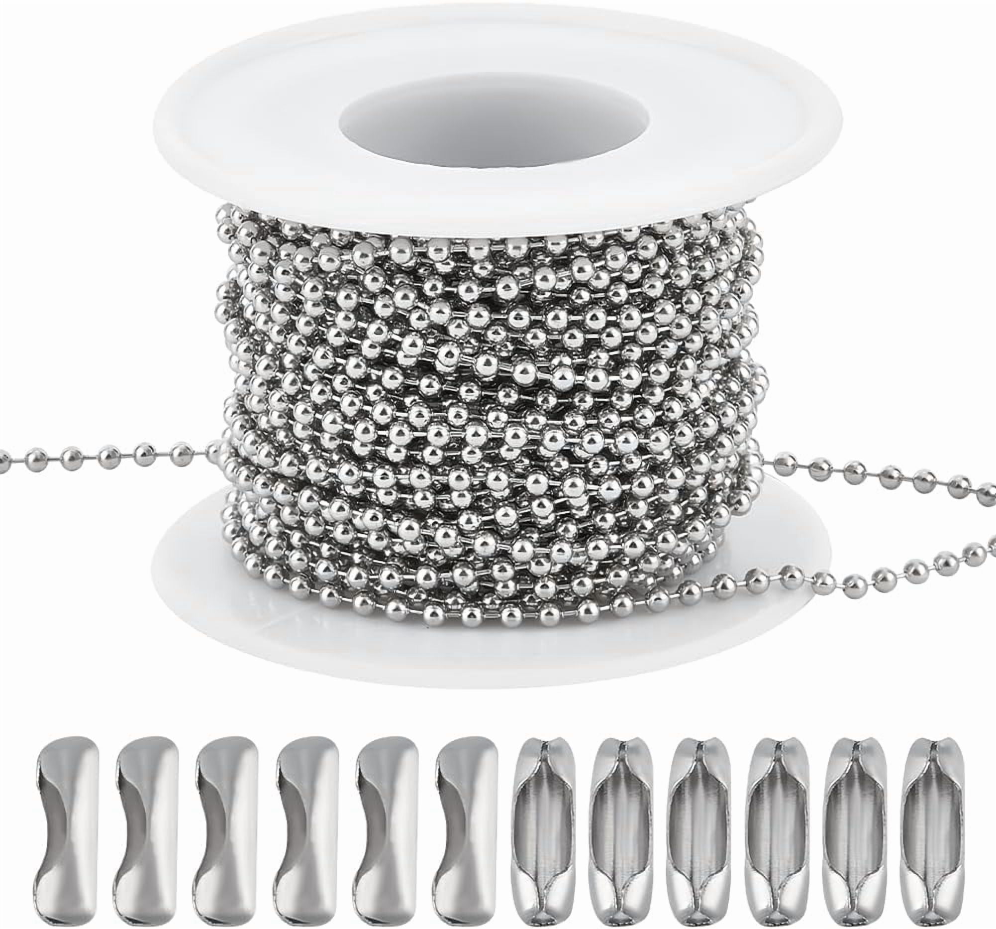 10M Ball Chains Kits 304 Stainless Steel Cable Link Chains with 30Pcs ...