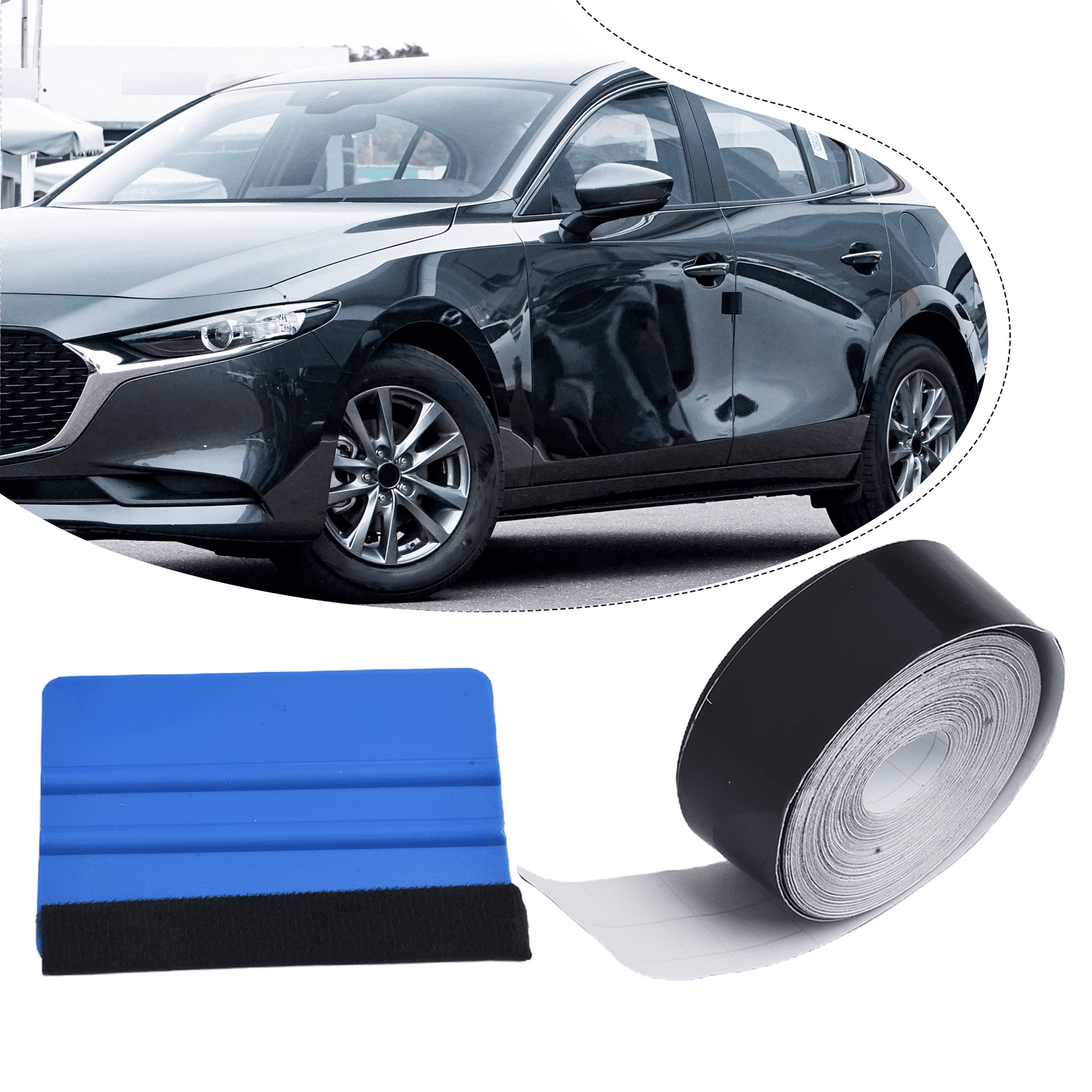 10M Black Car Film High Gloss Vinyl Wrap Kit for Black Gloss Out Chrome ...
