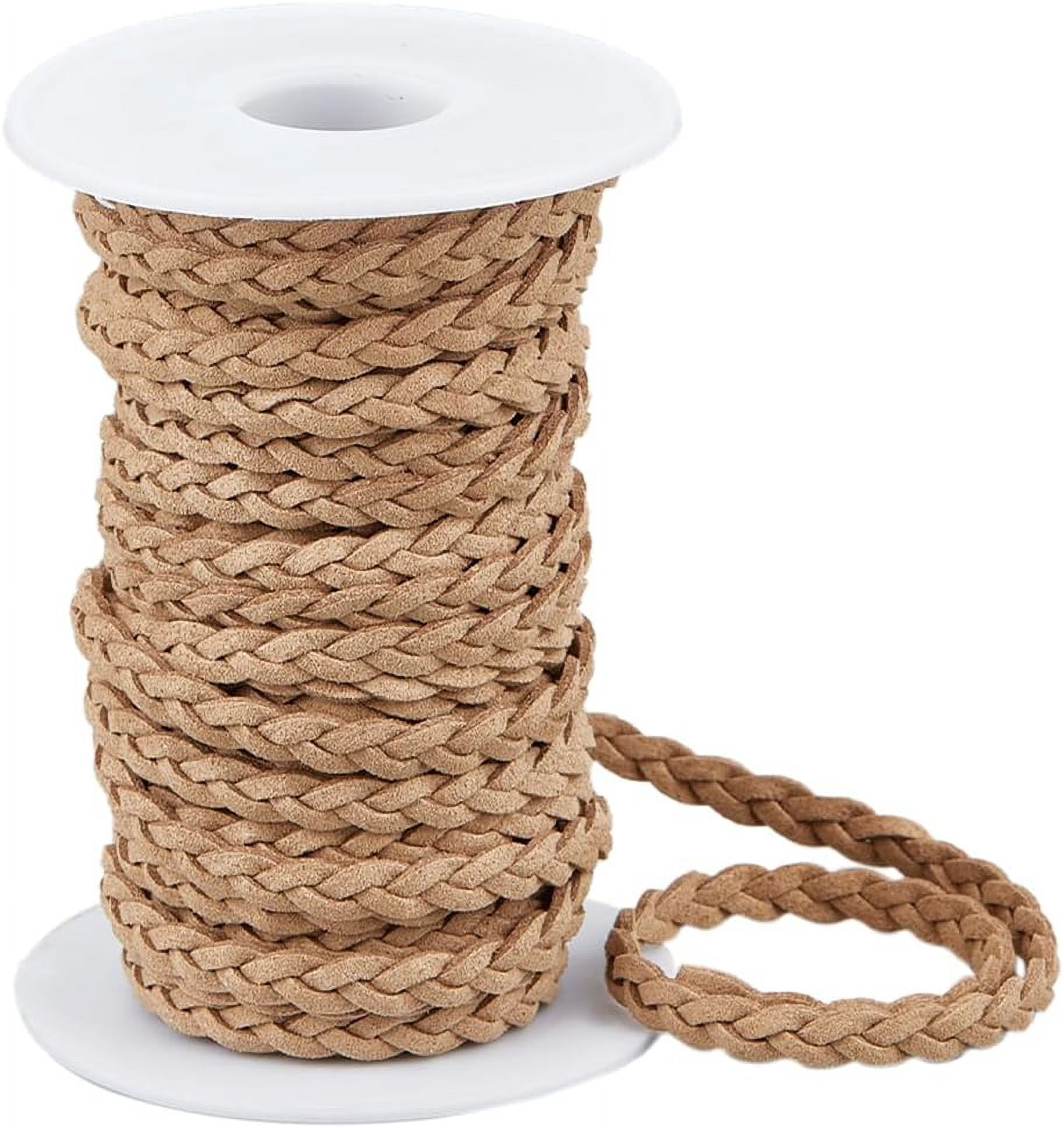 10M Braided Faux Suede Cord Faux Suede Lace with Plastic Spools Tan ...