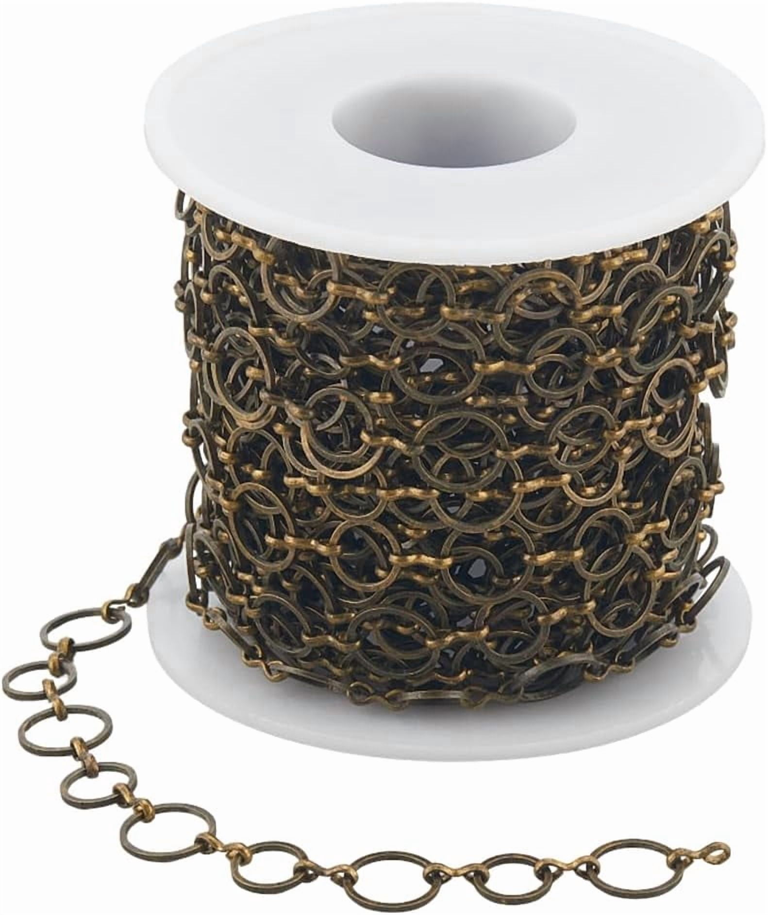 10M Brass Handmade Ring Link Chains Unwelded Nickel Free with Spool ...