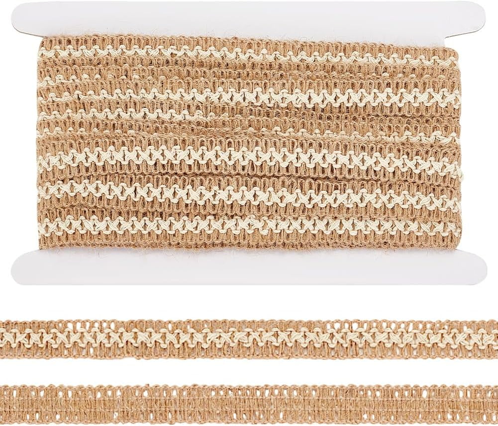 10M Burlap Ribbon 5/8-3/4 Inch(16-17.5mm) Width Jute Burlap Lace Rustic ...