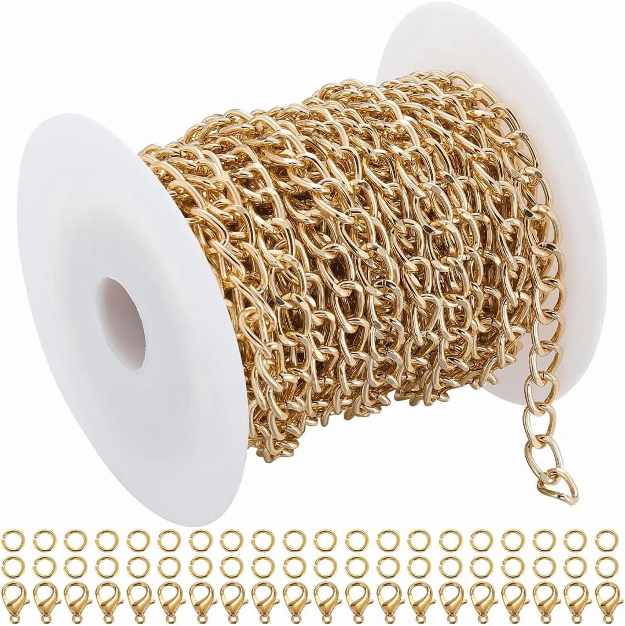 10M Gold Curb Chain Bulk Chain Jewelry Kit Aluminium Oval Twist Link ...