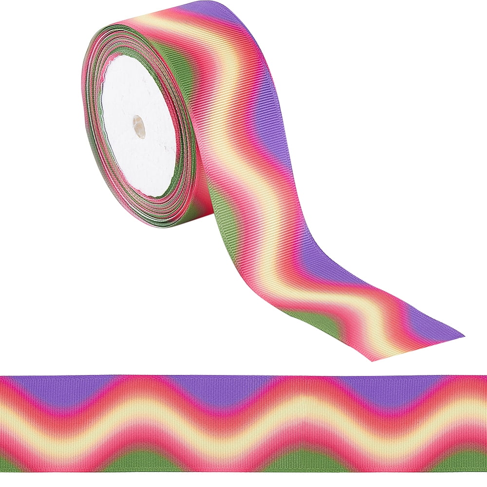 10M Gradient Color Polyester Grosgrain Ribbon Wavy Stripe Ribbon ...